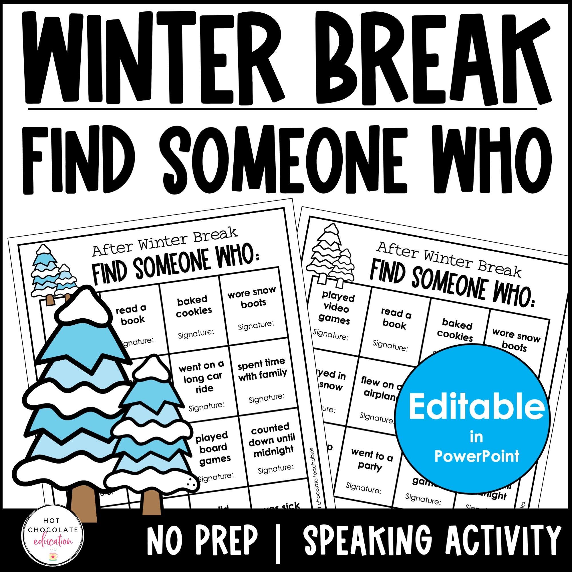 Find Someone Who - After Winter Break - Editable