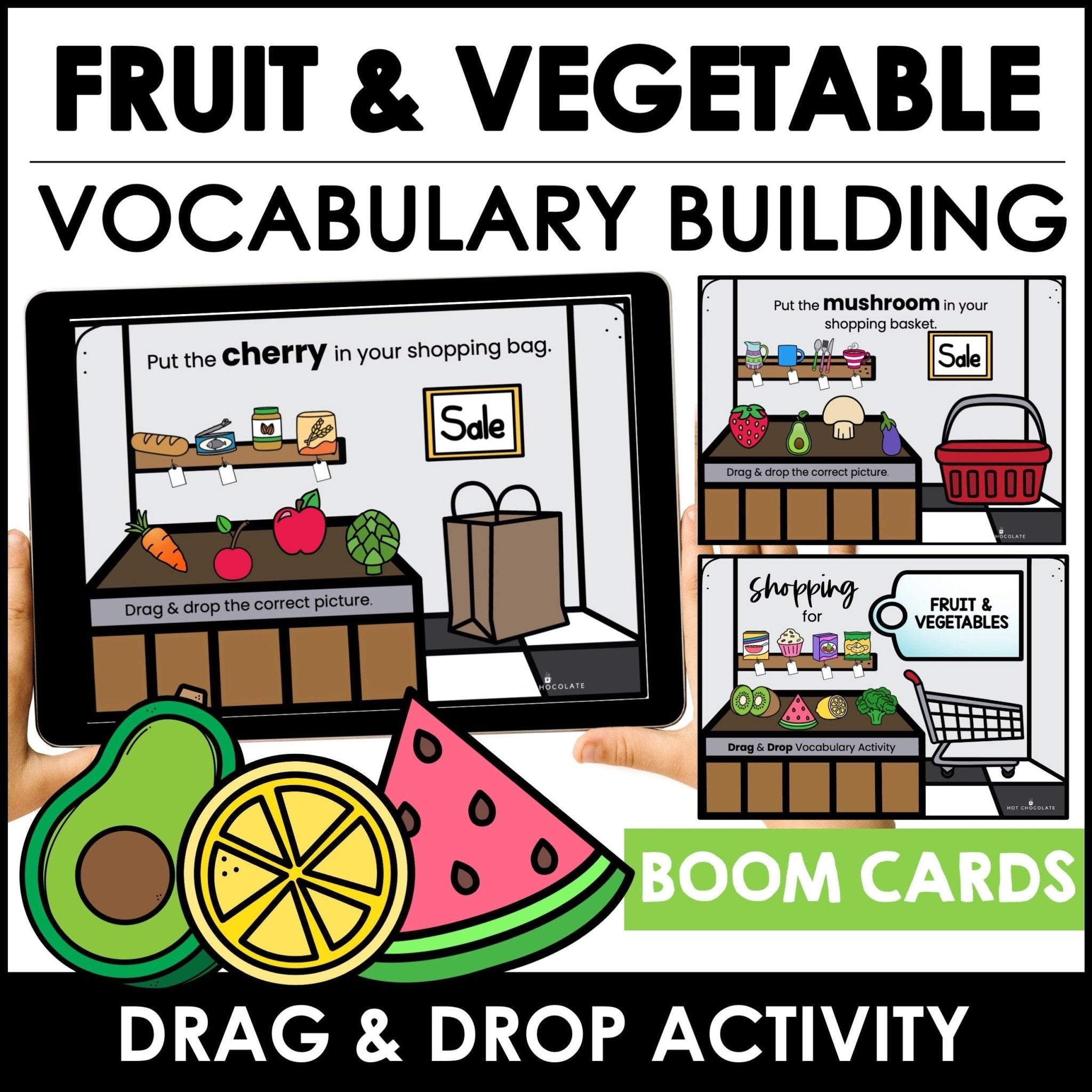 Fruit & Vegetable Vocabulary | Digital Boom Cards – Hot Chocolate ...