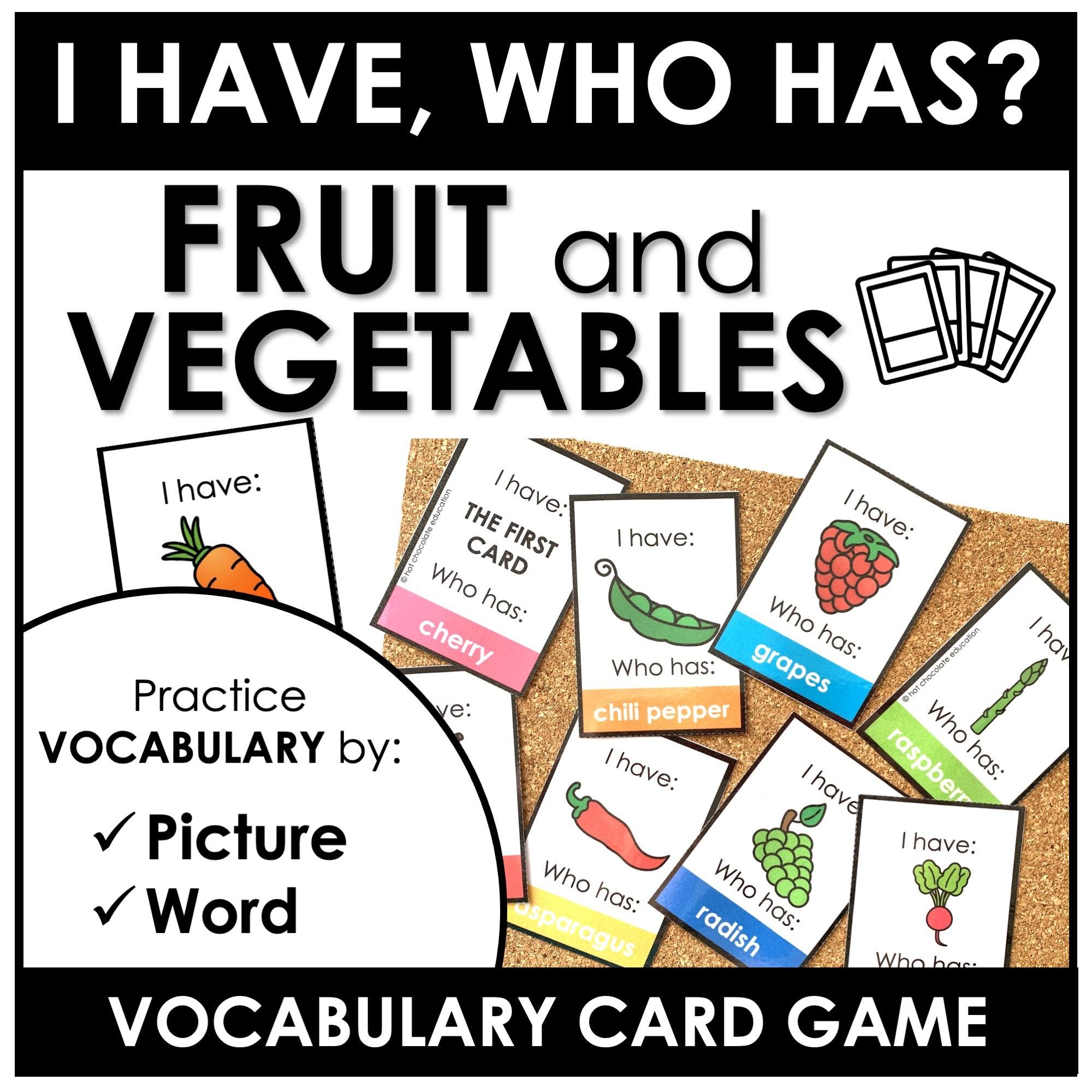 Fruits & Vegetables Matching Card Game
