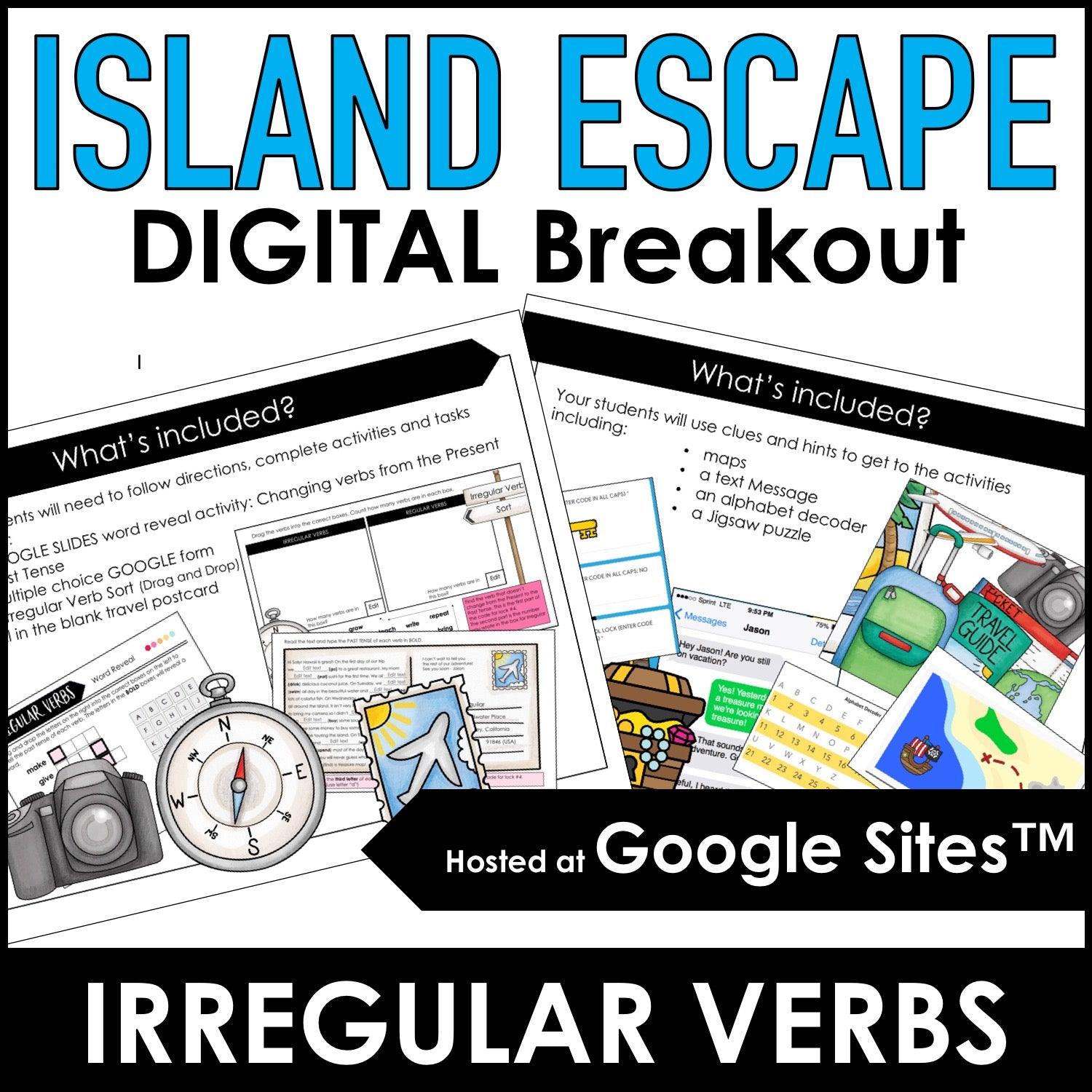 Google Classroom: Irregular Verbs Digital Pirate Escape
