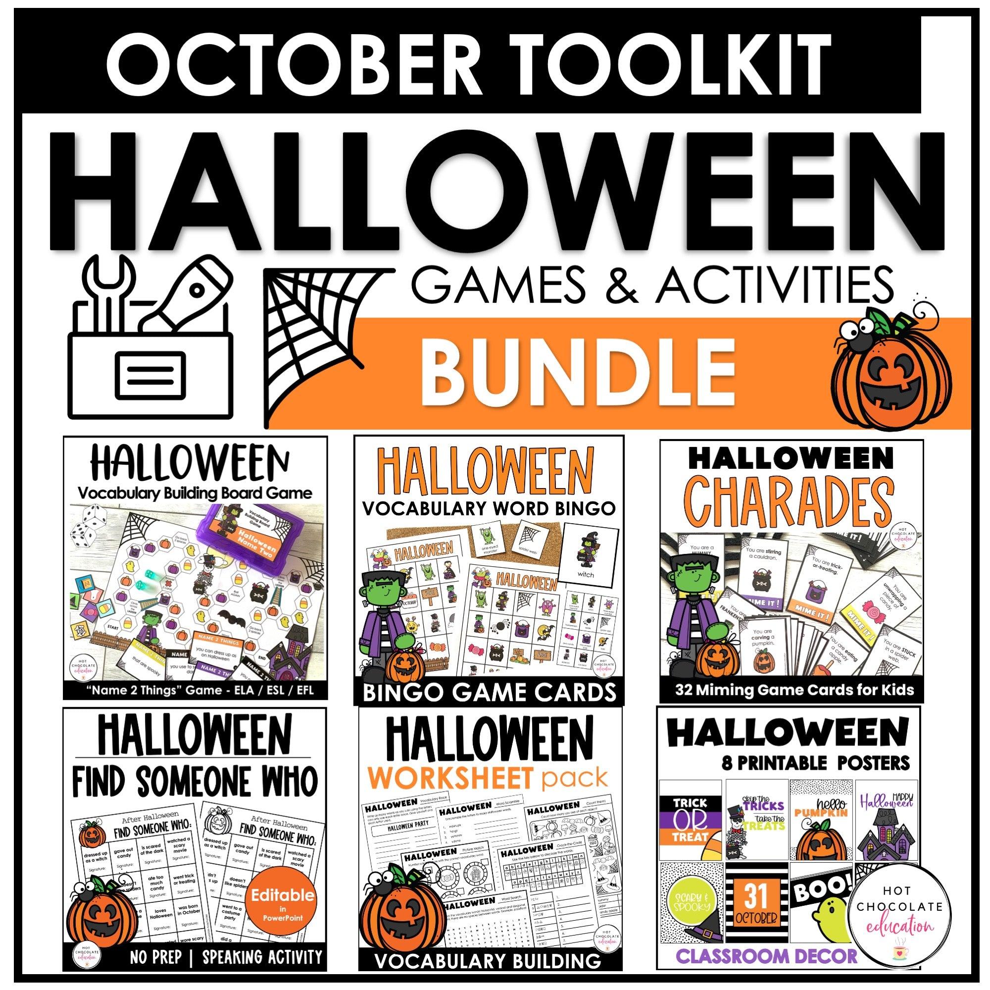 Halloween Games for ELL & ESL | Grammar & Vocabulary Bundle