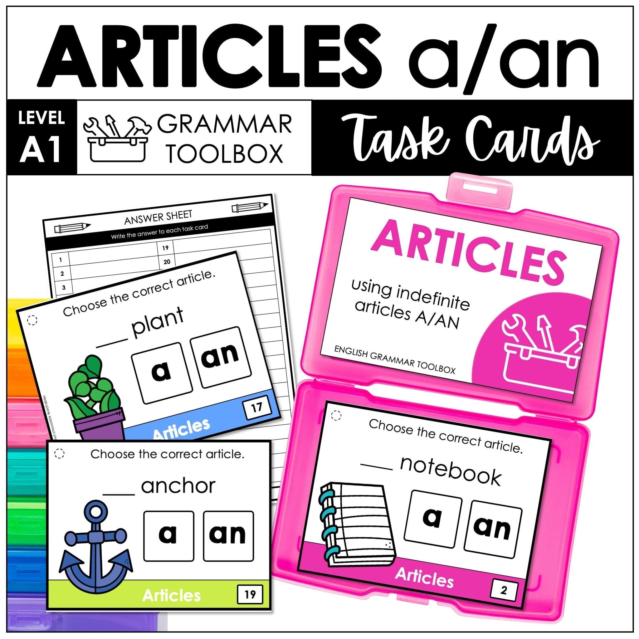Indefinite Articles A or AN - Task Cards - ESL GRAMMAR