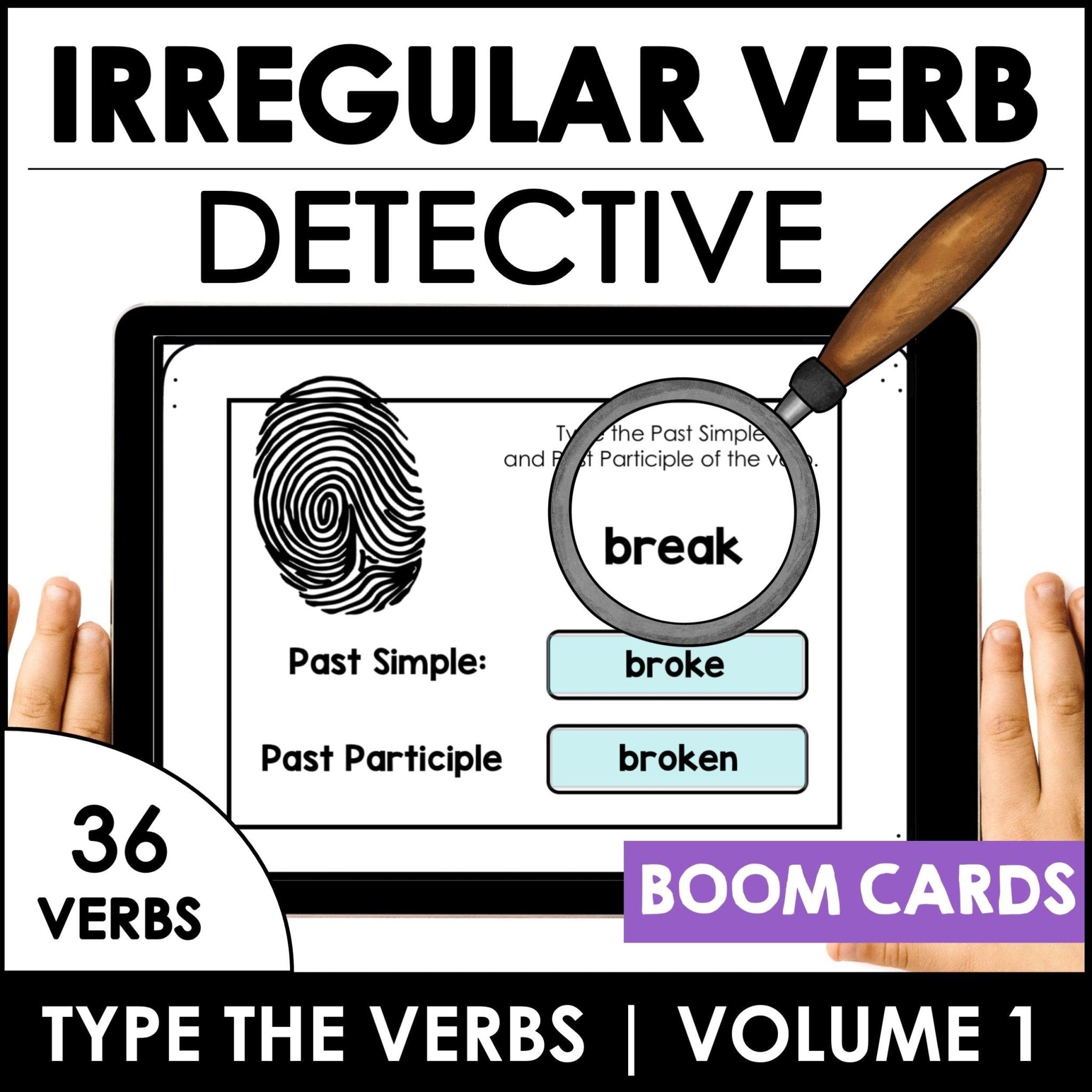 Past Tense Verb Detective BOOM CARDS
