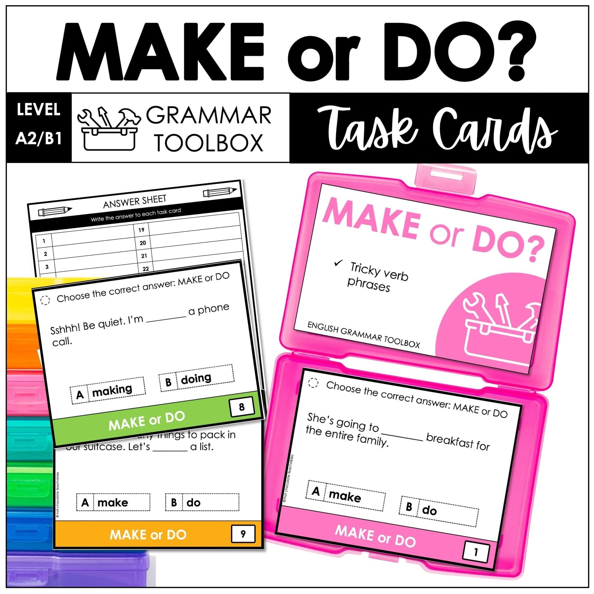 Task Cards | Correctly Match Verbs with Make and Do