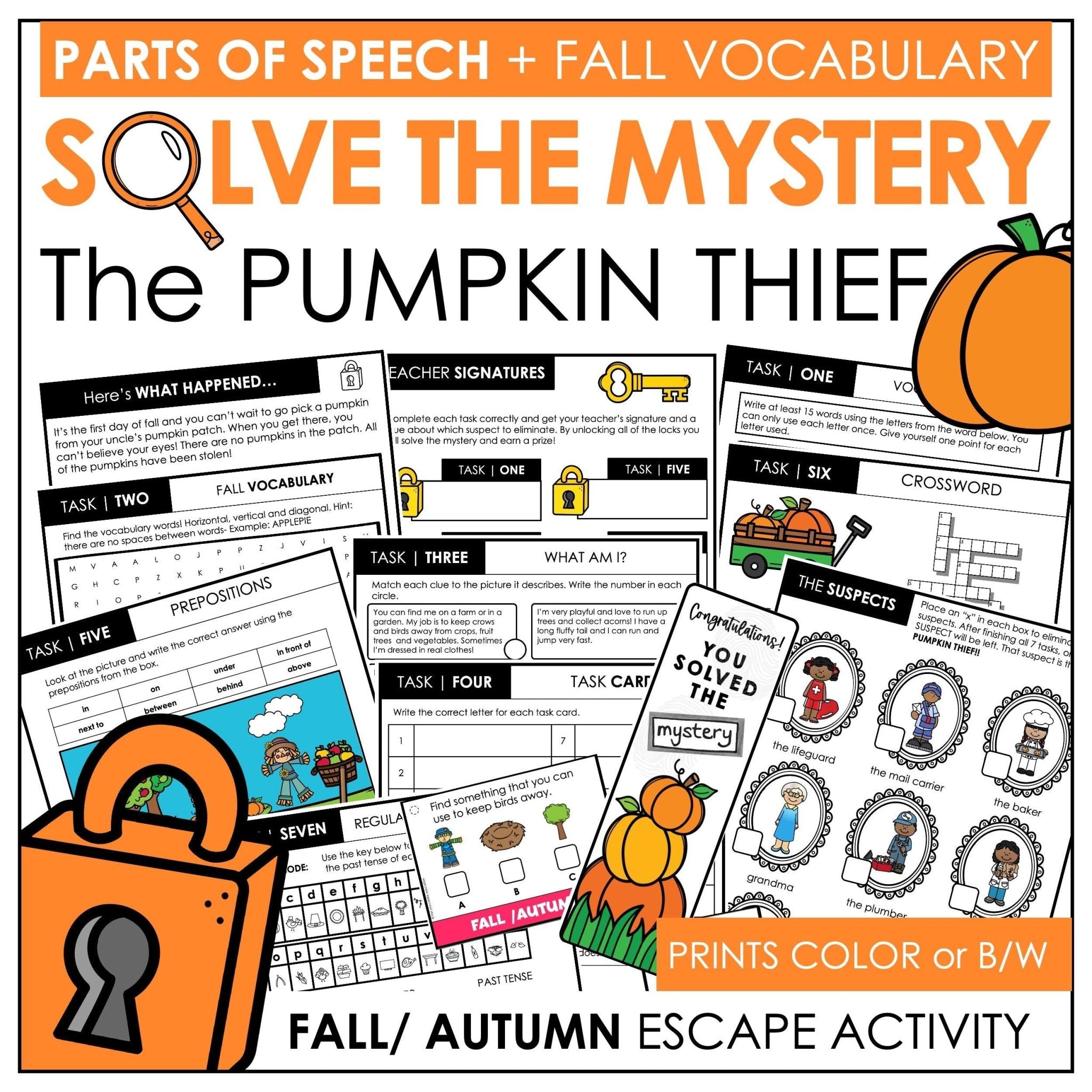 Fall Vocabulary Escape Room - Solve the Mystery!