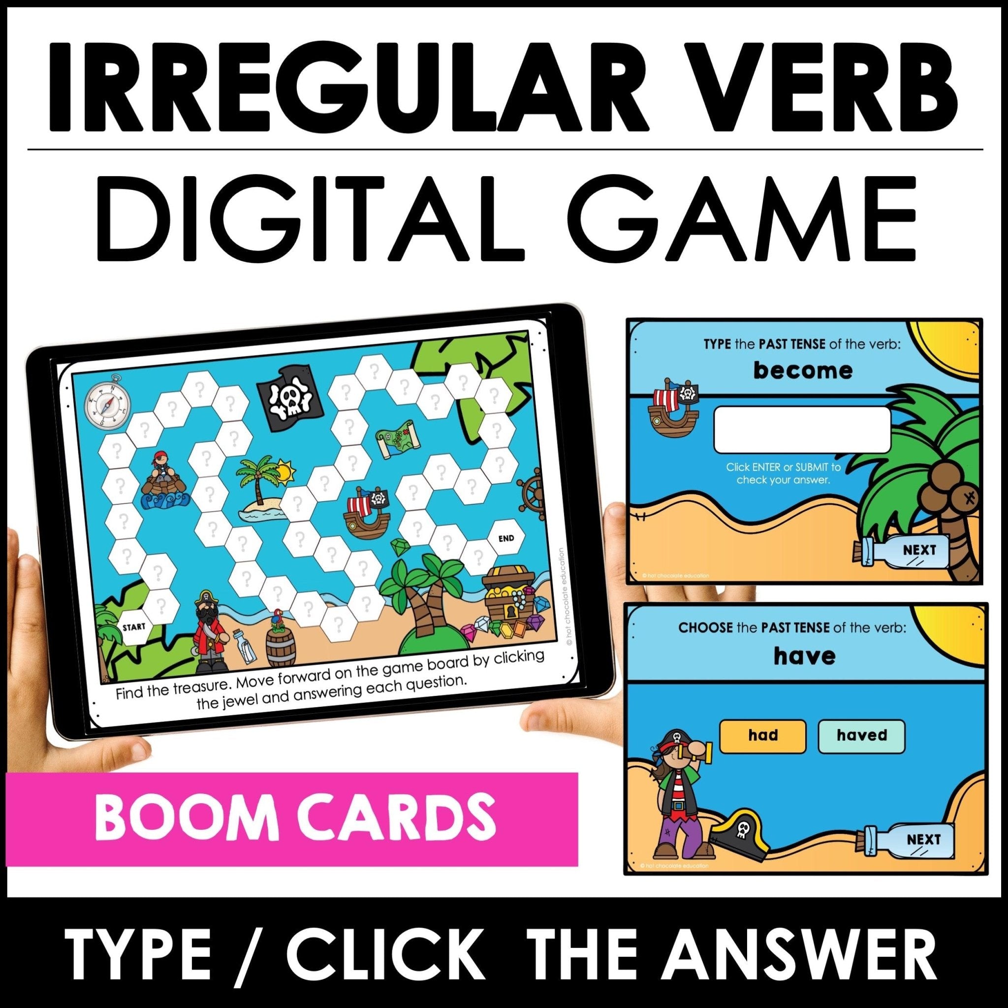 Past Tense Verb Boom Cards | Find the Treasure Game