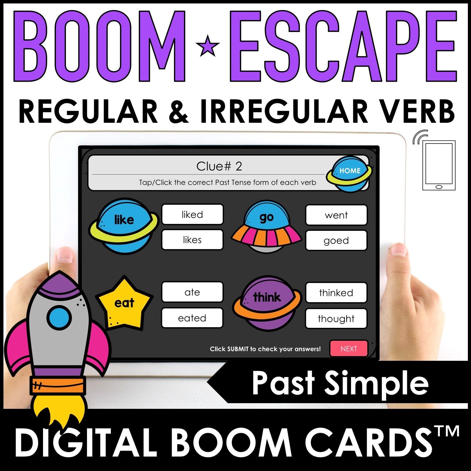 Past Tense Regular & Irregular Verb Activity : BOOM CARDS