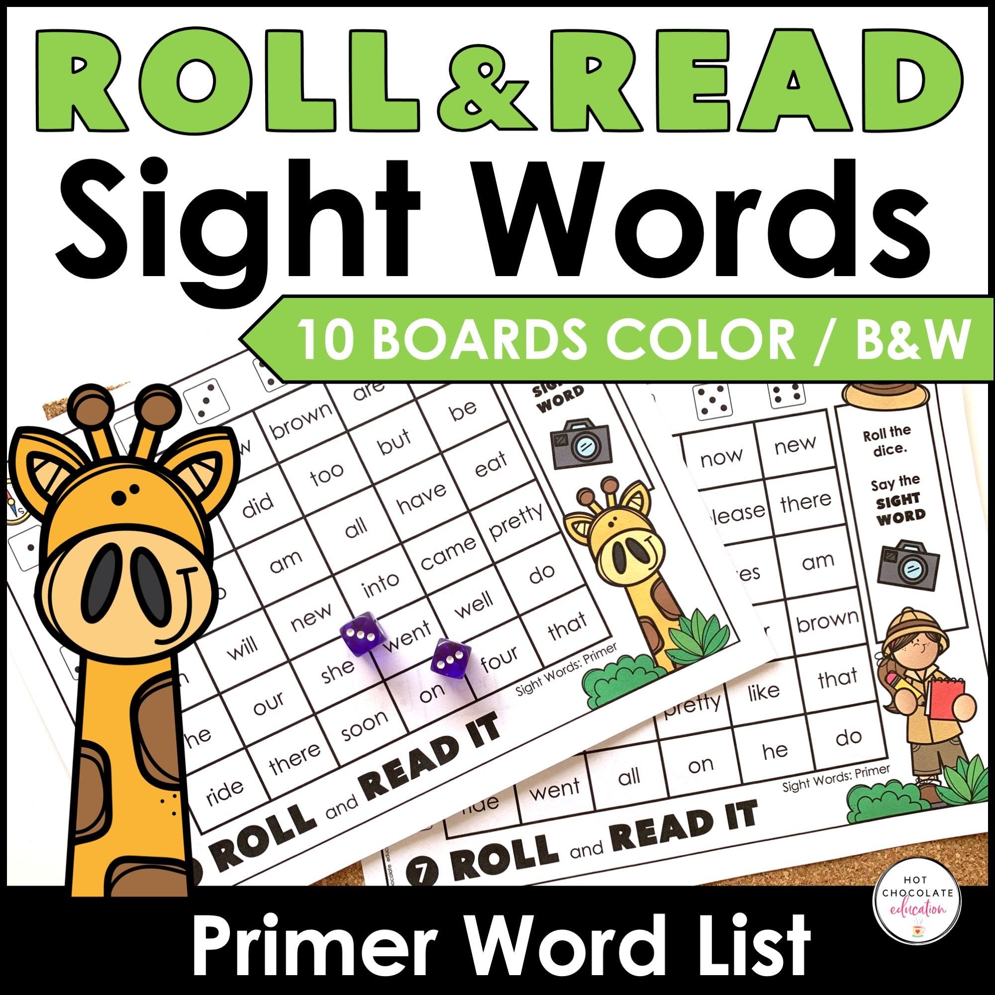 Sight Words Roll & Read Activity Boards - Dolch Primer List