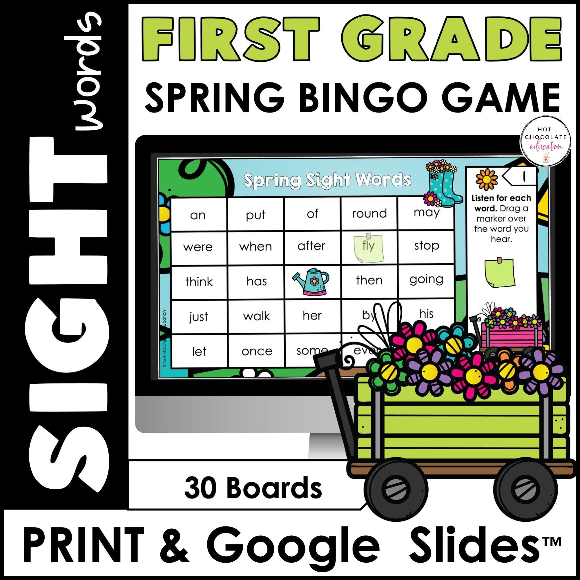 1st Grade Sight Words Bingo Game - Spring Edition