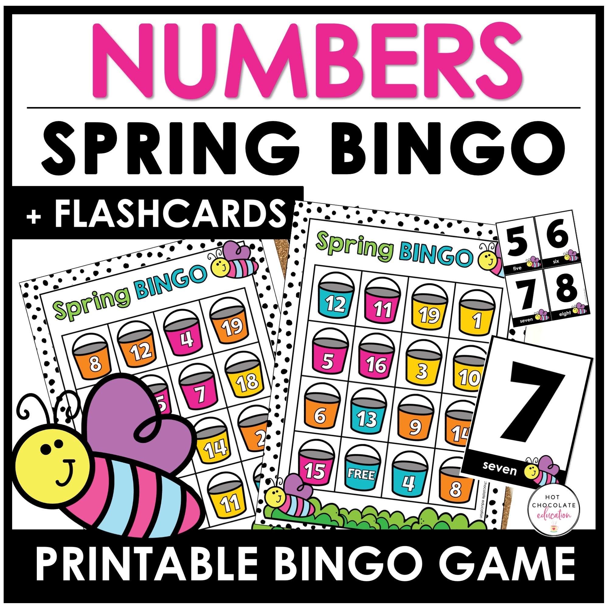 Spring Number Bingo: 1-20 Recognition Game