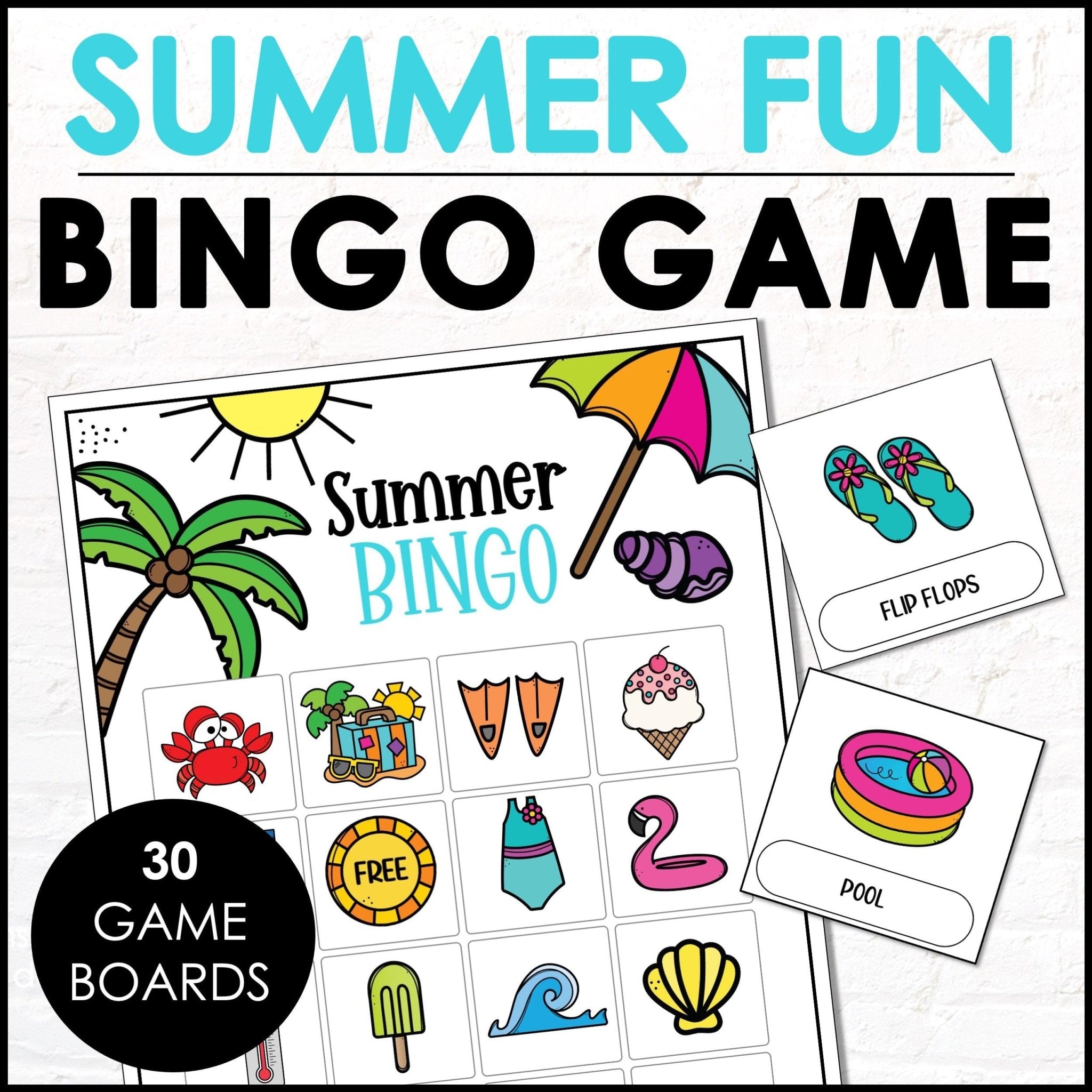 Summer Vacation Bingo - End of Year Party Game
