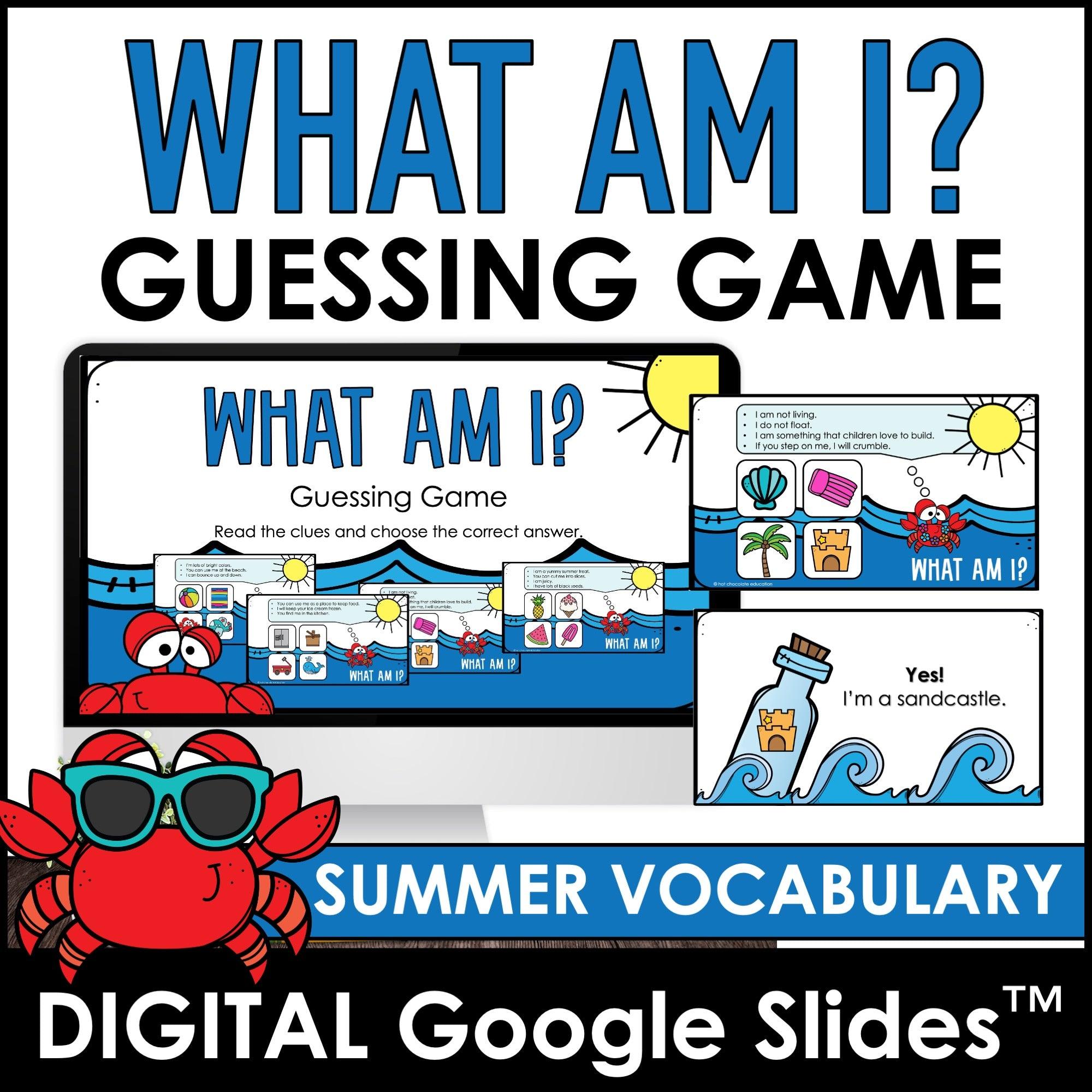 Summer Vocabulary Guessing Game | Digital Google Slides™