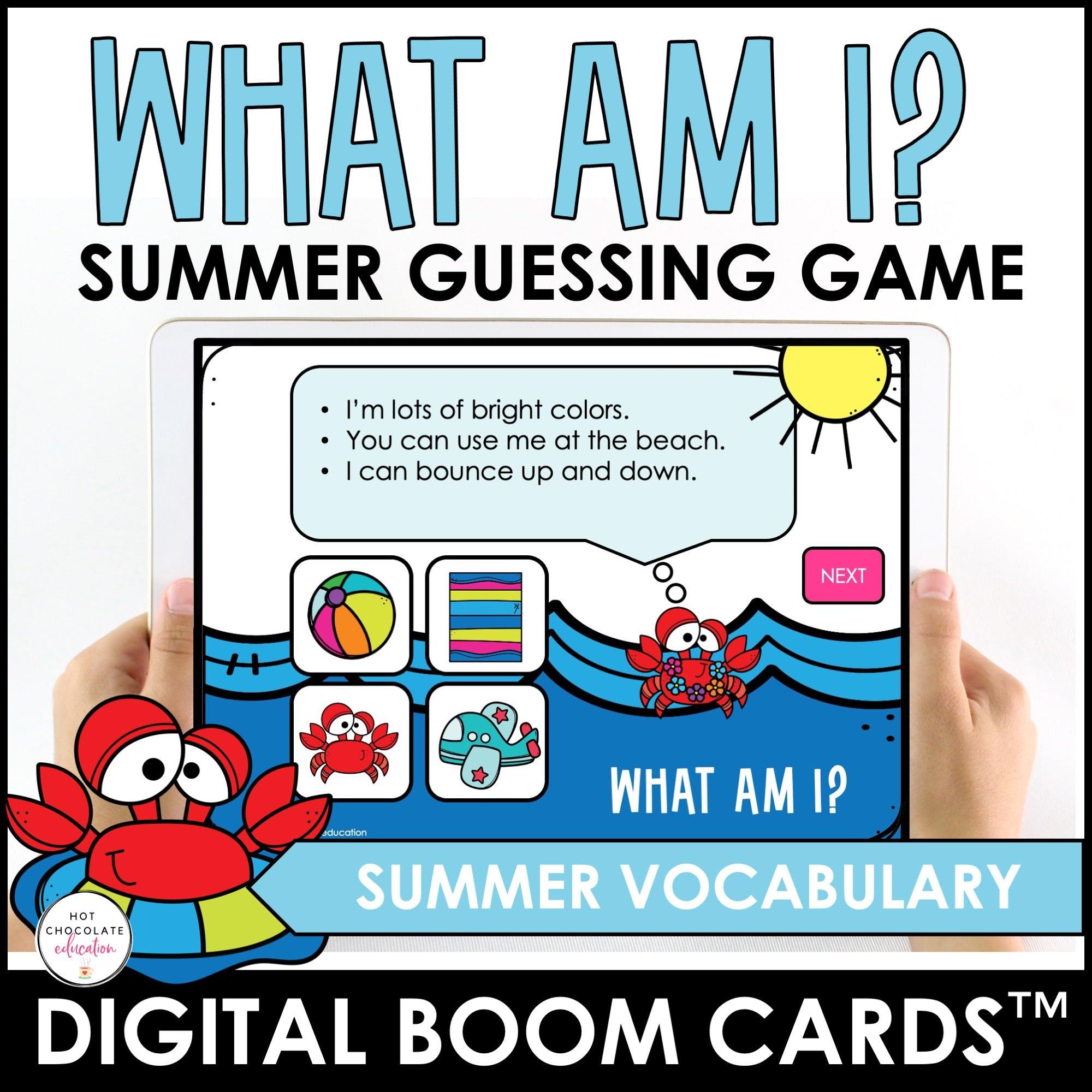 SUMMER: What am I? ESL Vocabulary Guessing Game BOOM CARDS™