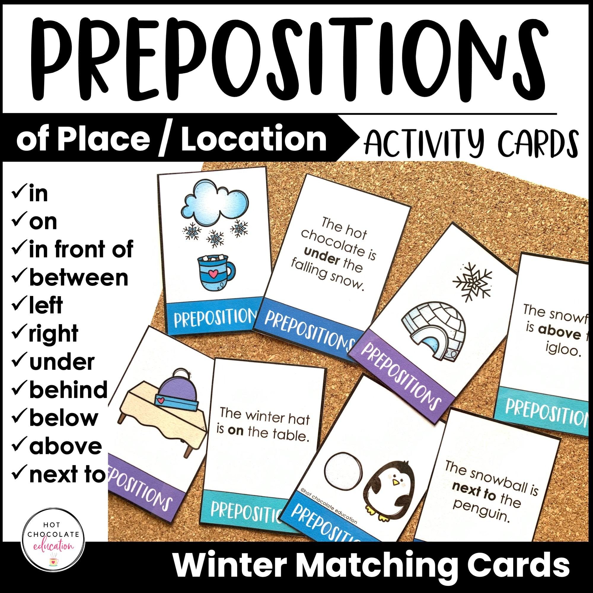Winter Place Prepositions Cards: Fun Center Activity