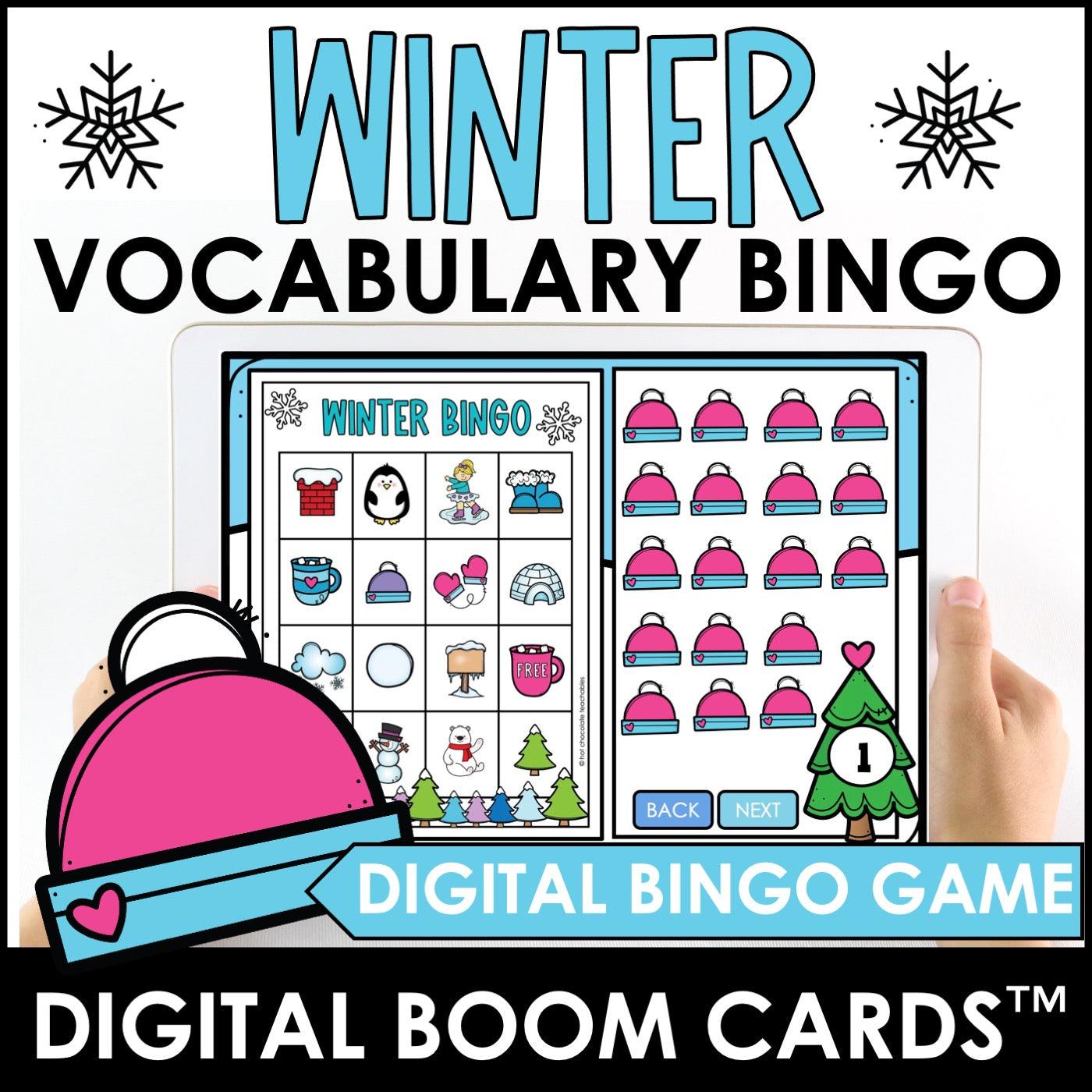 WINTER VOCABULARY Digital BINGO Game - Boom Cards