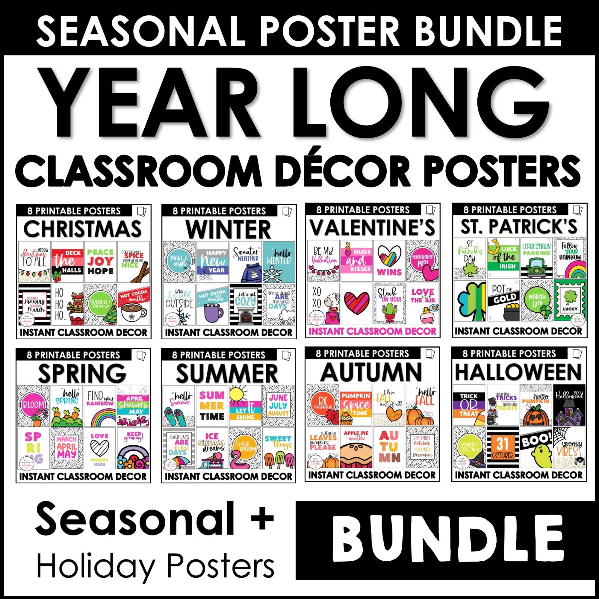 Classroom Poster BUNDLE | Seasonal Bulletin Board Decor
