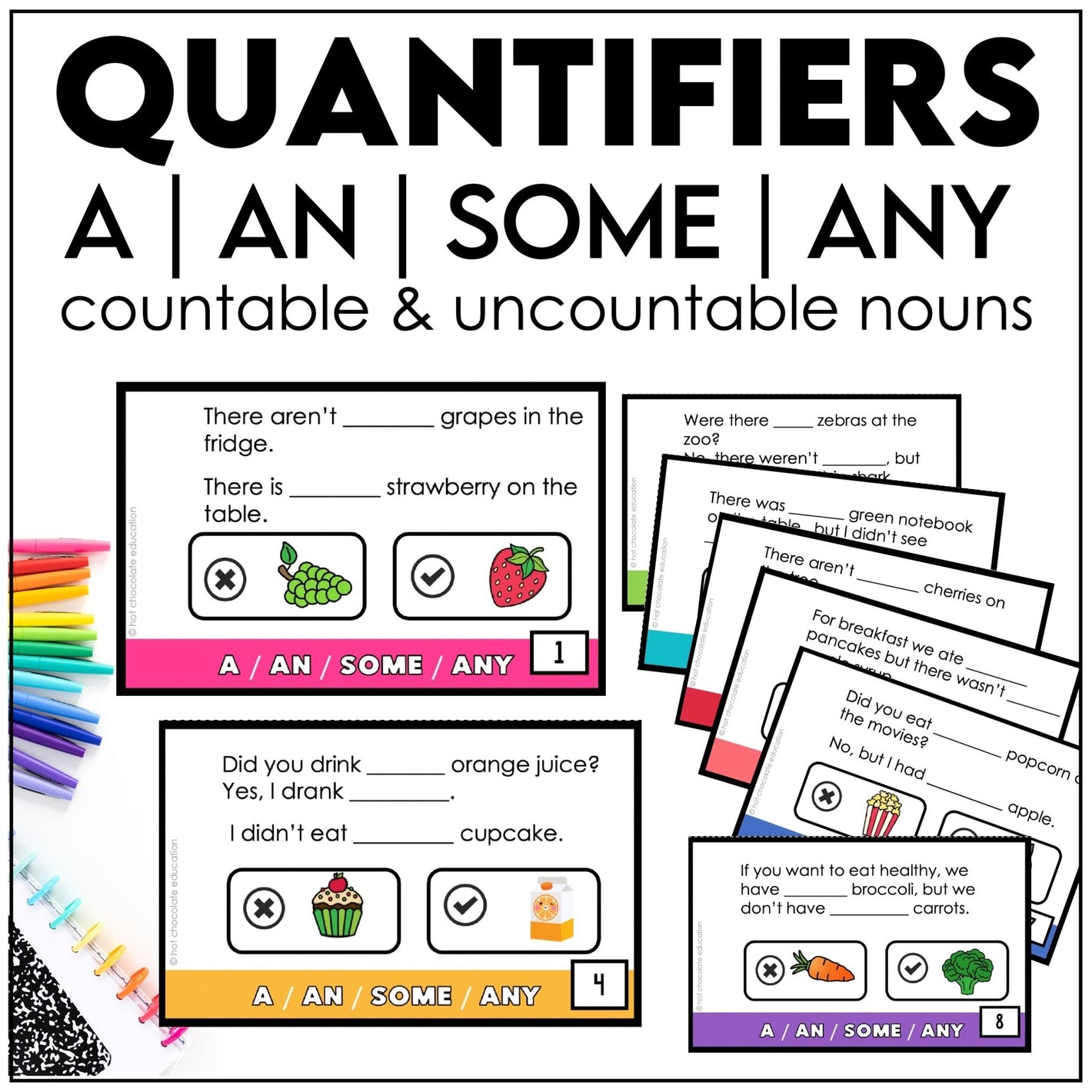 Articles | Plurals | Quantifiers - Hot Chocolate Teachables