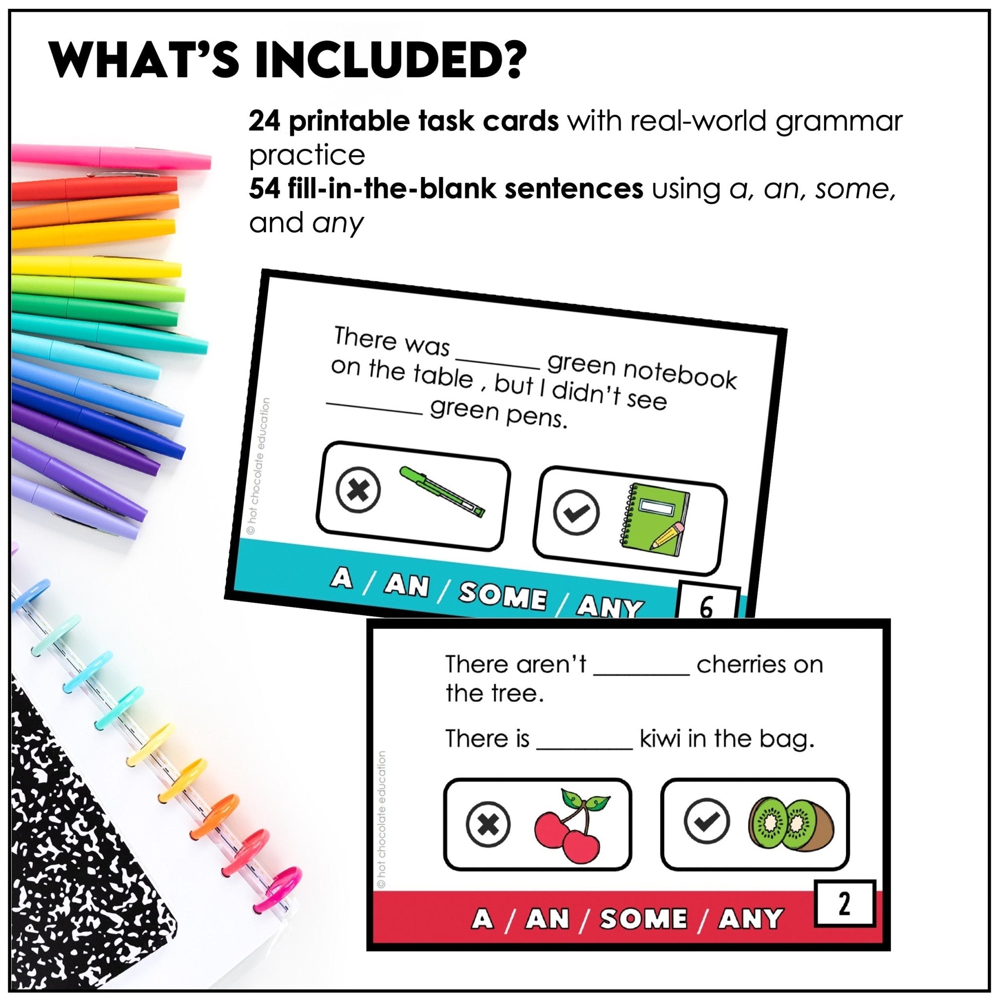 Quantifier Practice Cards for Countable & Uncountable Nouns