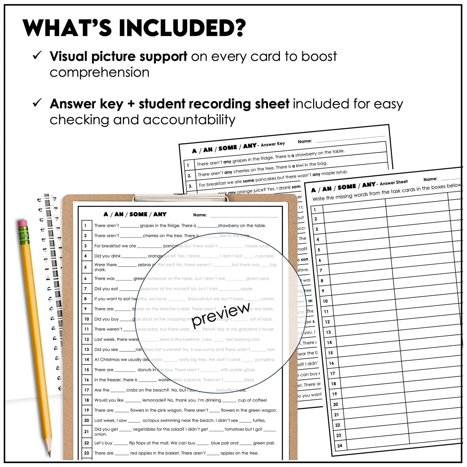 Quantifier Practice Cards for Countable & Uncountable Nouns