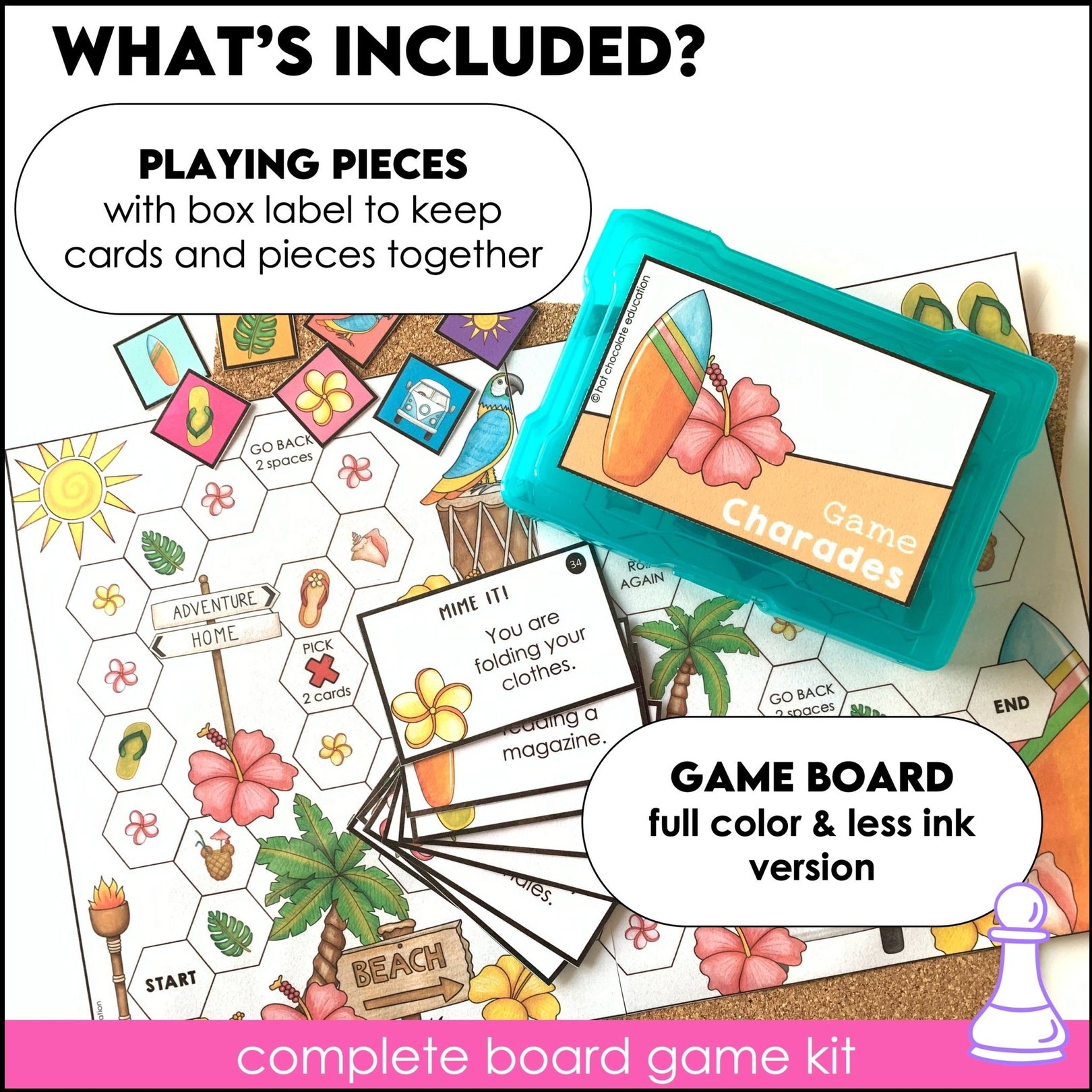 Action Verb Charades | Present Continuous Miming Board Game