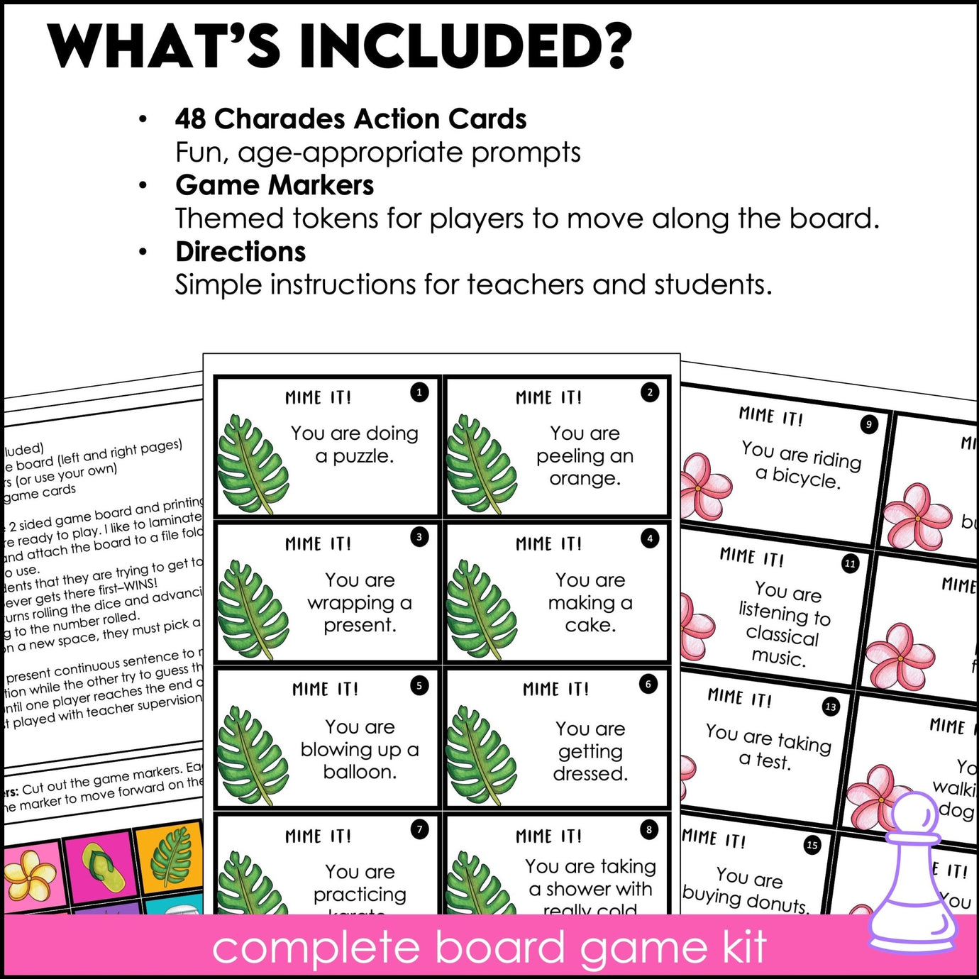 Action Verb Charades | Present Continuous Miming Board Game