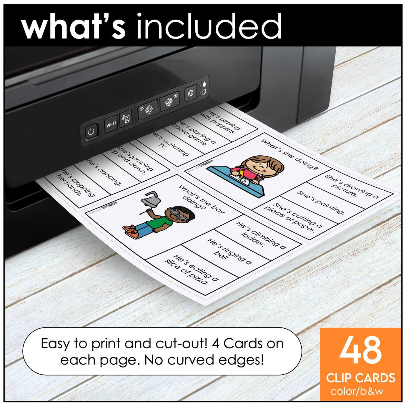 Action Verb CLIP CARDS - Present Continuous Verb Activity