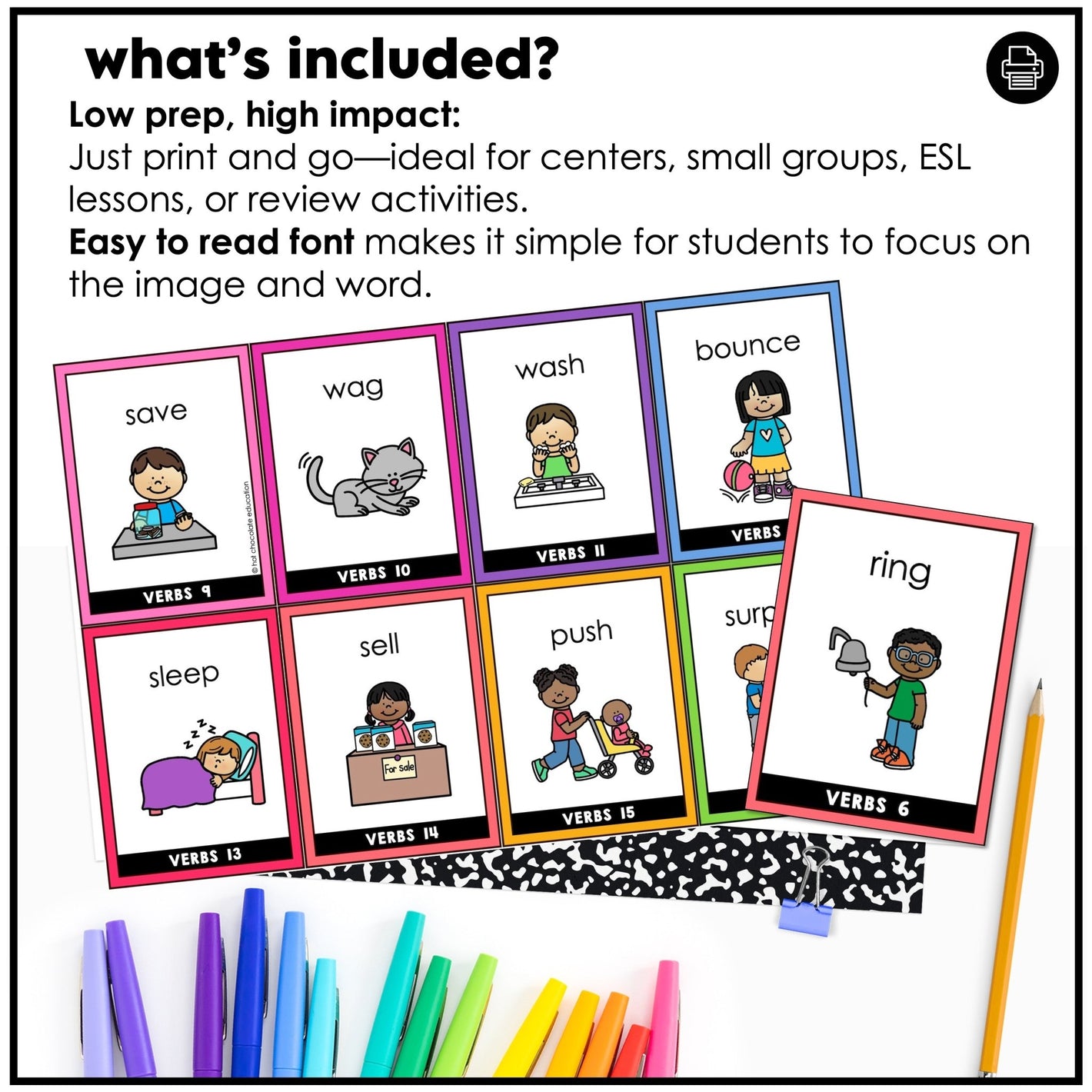 Flashcards for ESL - Hot Chocolate Teachables