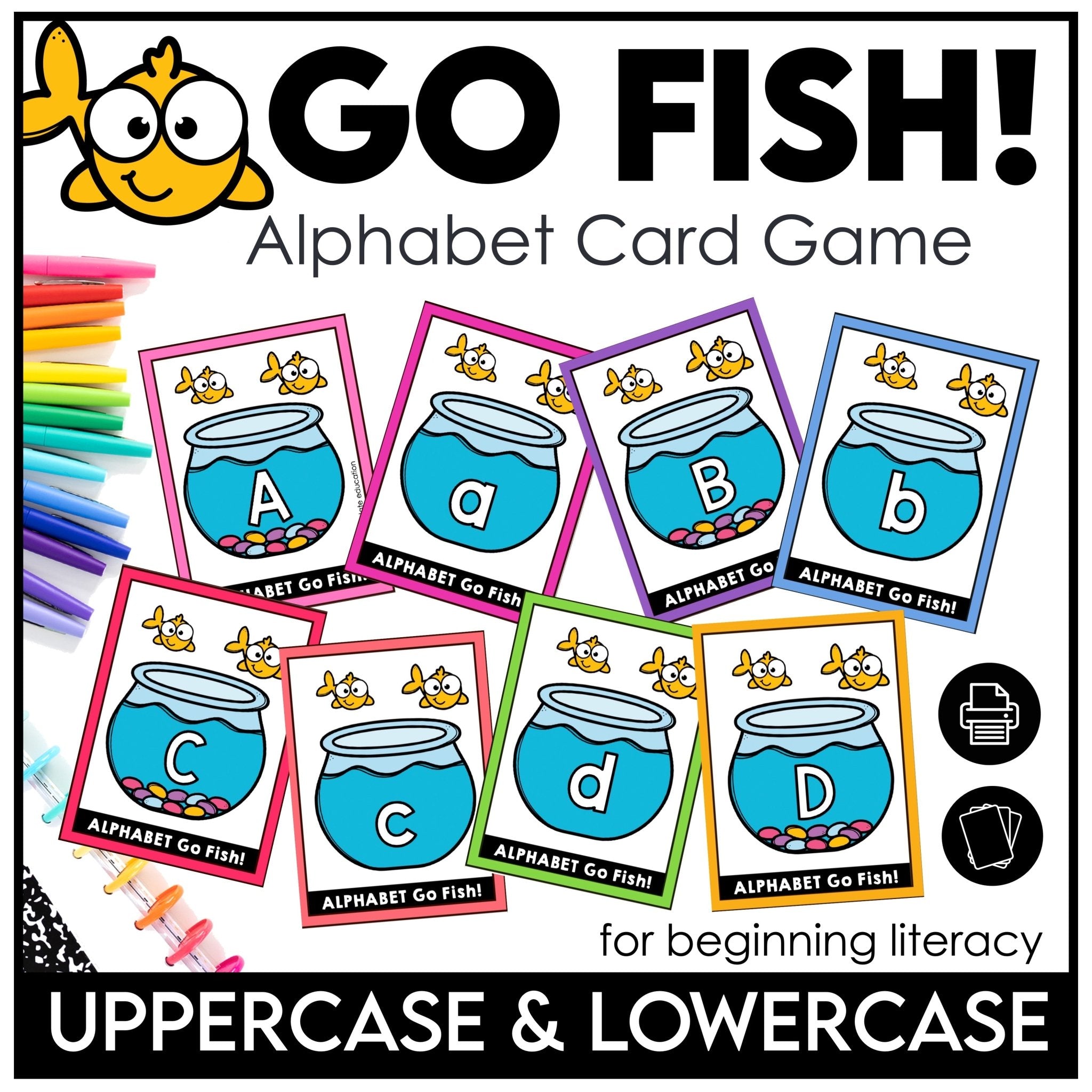 Alphabet Letter Card Game - Uppercase & Lowercase GO FISH