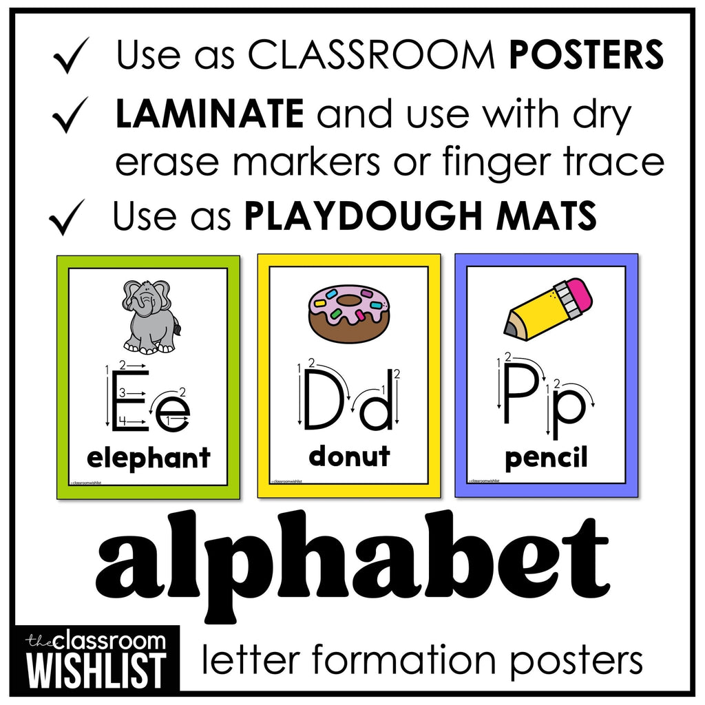 Alphabet Letter Formation Posters with numbered steps | Uppercase & Lo ...