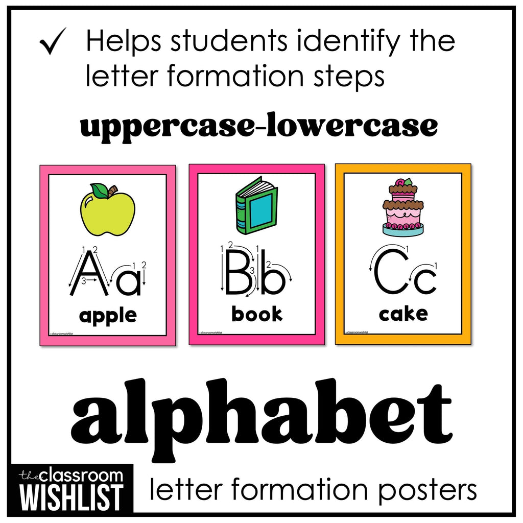 Alphabet Letter Formation Posters with numbered steps | Uppercase & Lo ...