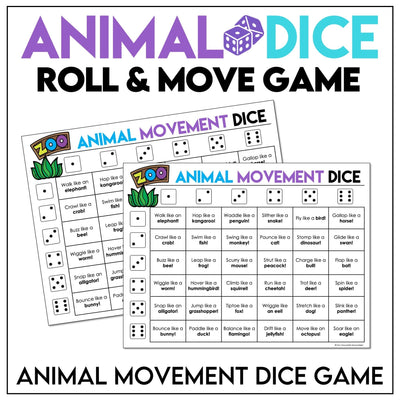 Animal Movement Dice Game – Hot Chocolate Teachables