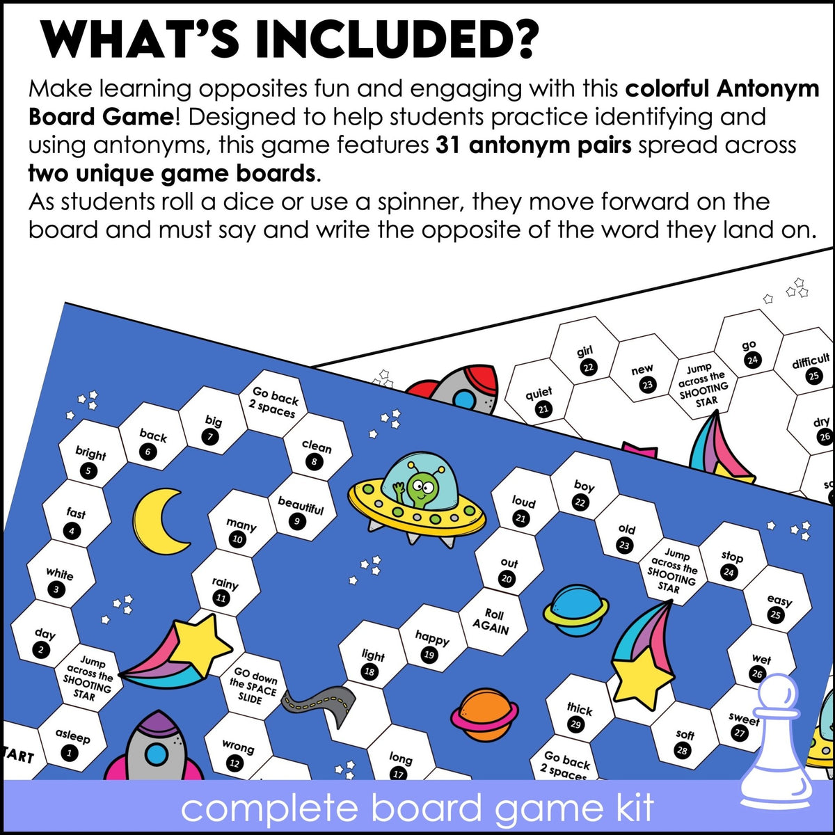 Antonyms : Opposite Word Pairs Vocabulary Board Game