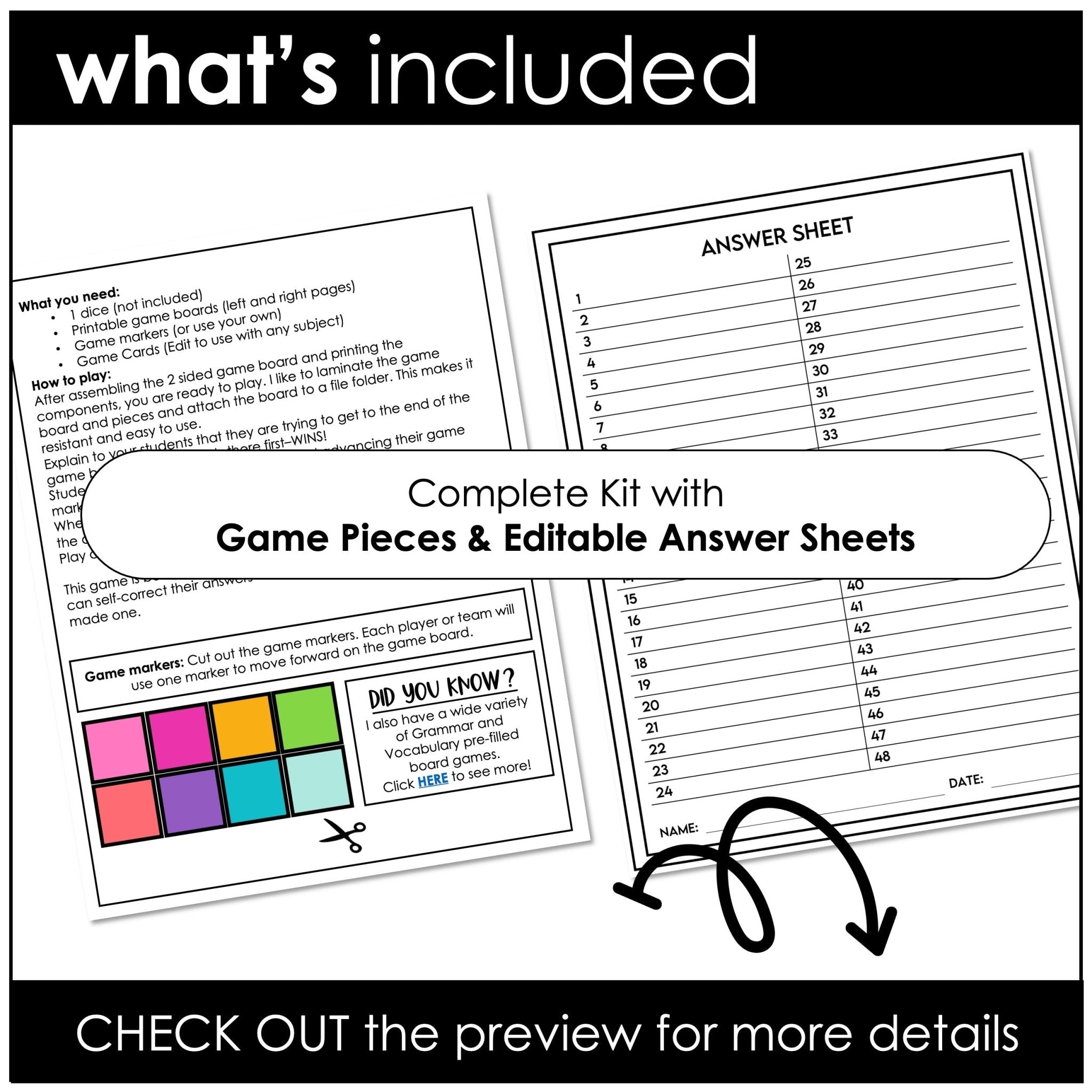 Board Game Template - Make Your Own Board Game Kit - Includes Editable ...