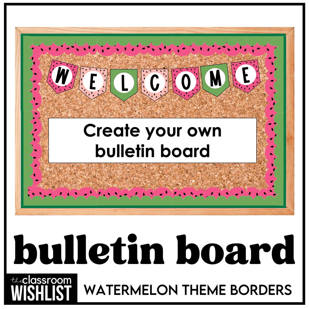 Bulletin Board Borders with Welcome Bunting - Watermelon Sugar: Pink ...