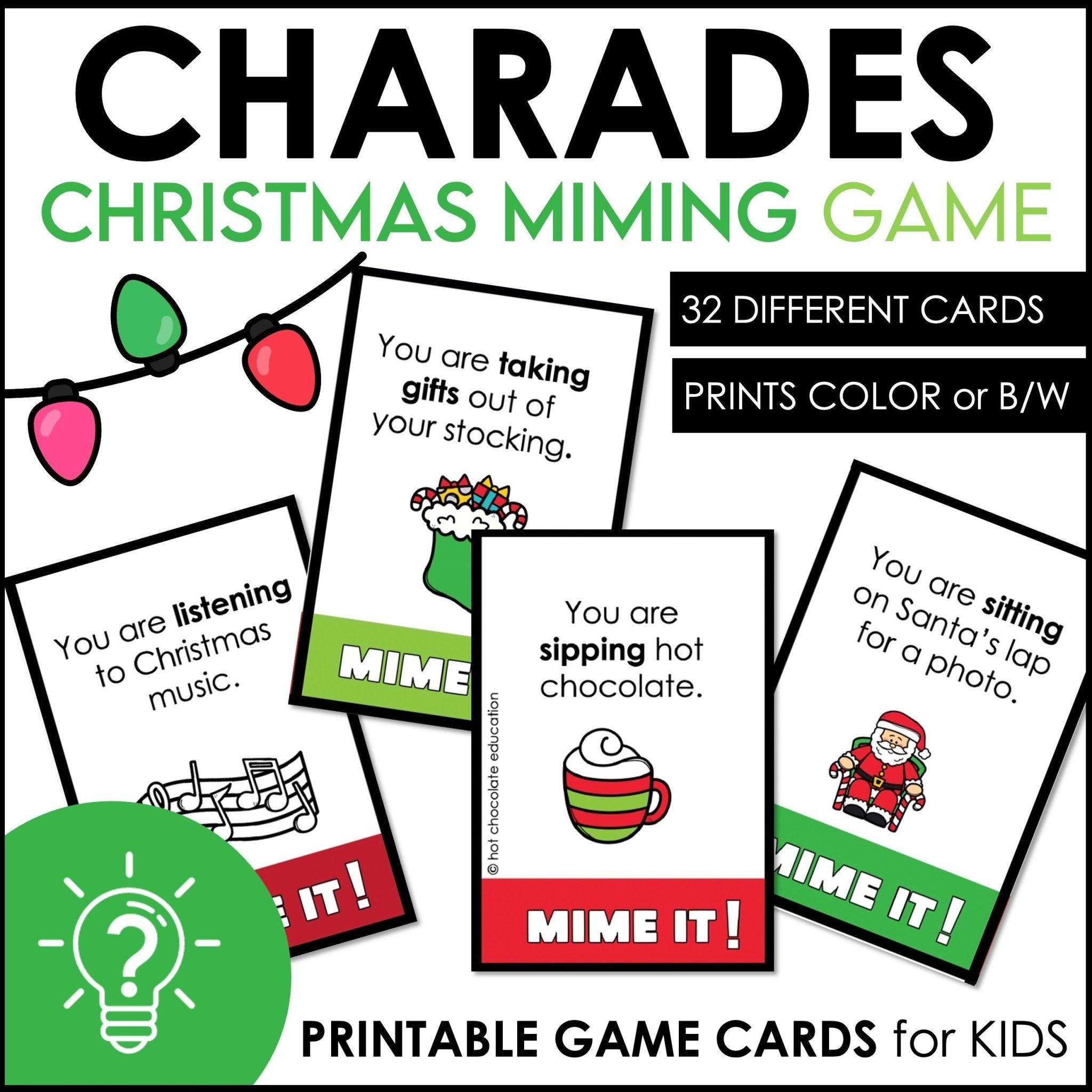 Christmas Action Verb Charades - Present Continuous Miming – Hot ...