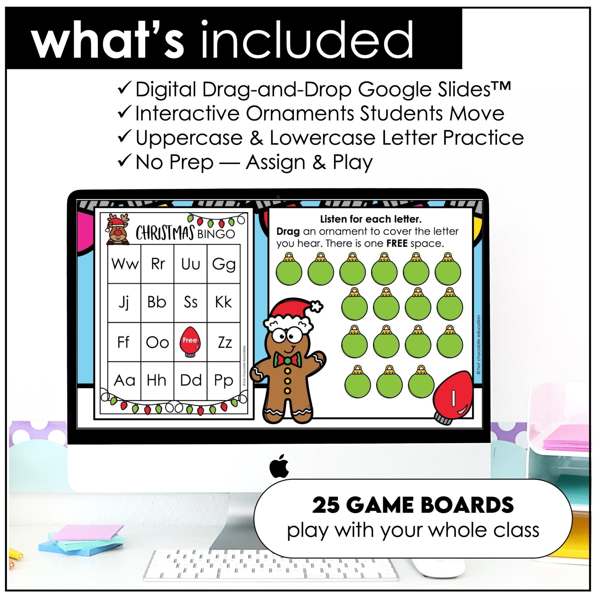 Christmas Alphabet Bingo | Digital Google Slides A–Z Game