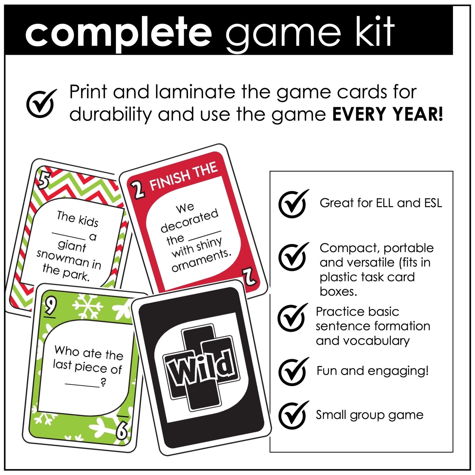 Christmas Finish the Sentence Game | ESL Grammar
