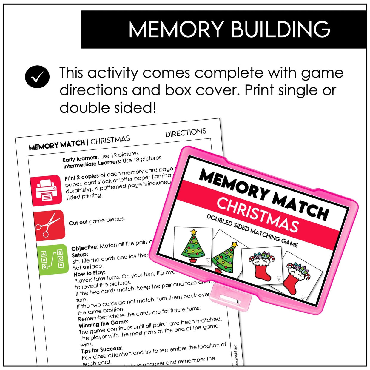 Christmas Memory Game | Picture Cards | Holiday Vocabulary