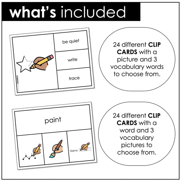 Classroom Instructions CLIP CARDS - Giving Directions Vocab