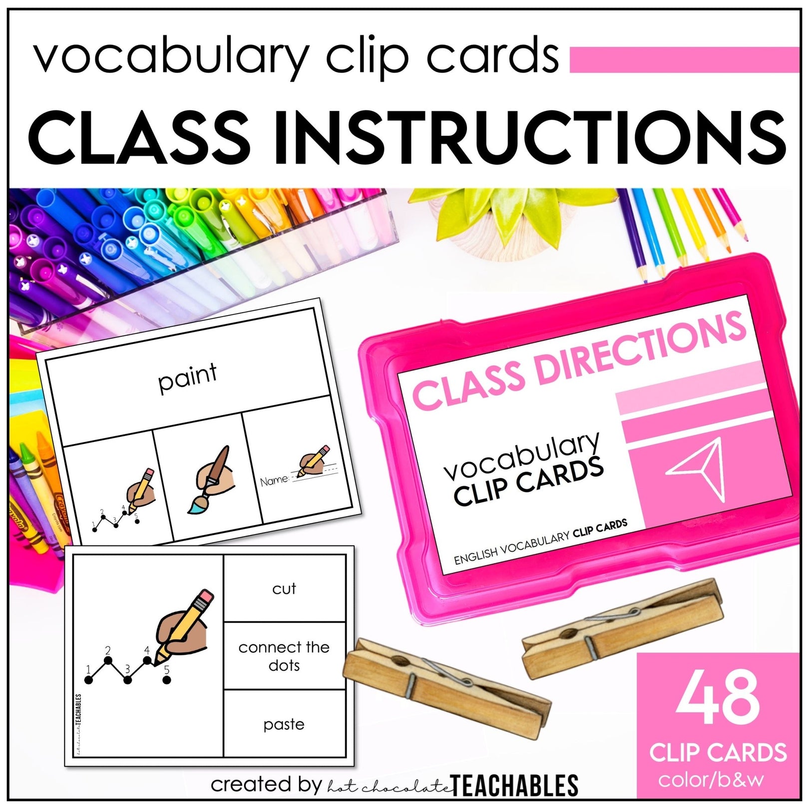 Classroom Instructions CLIP CARDS - Giving Directions Vocab
