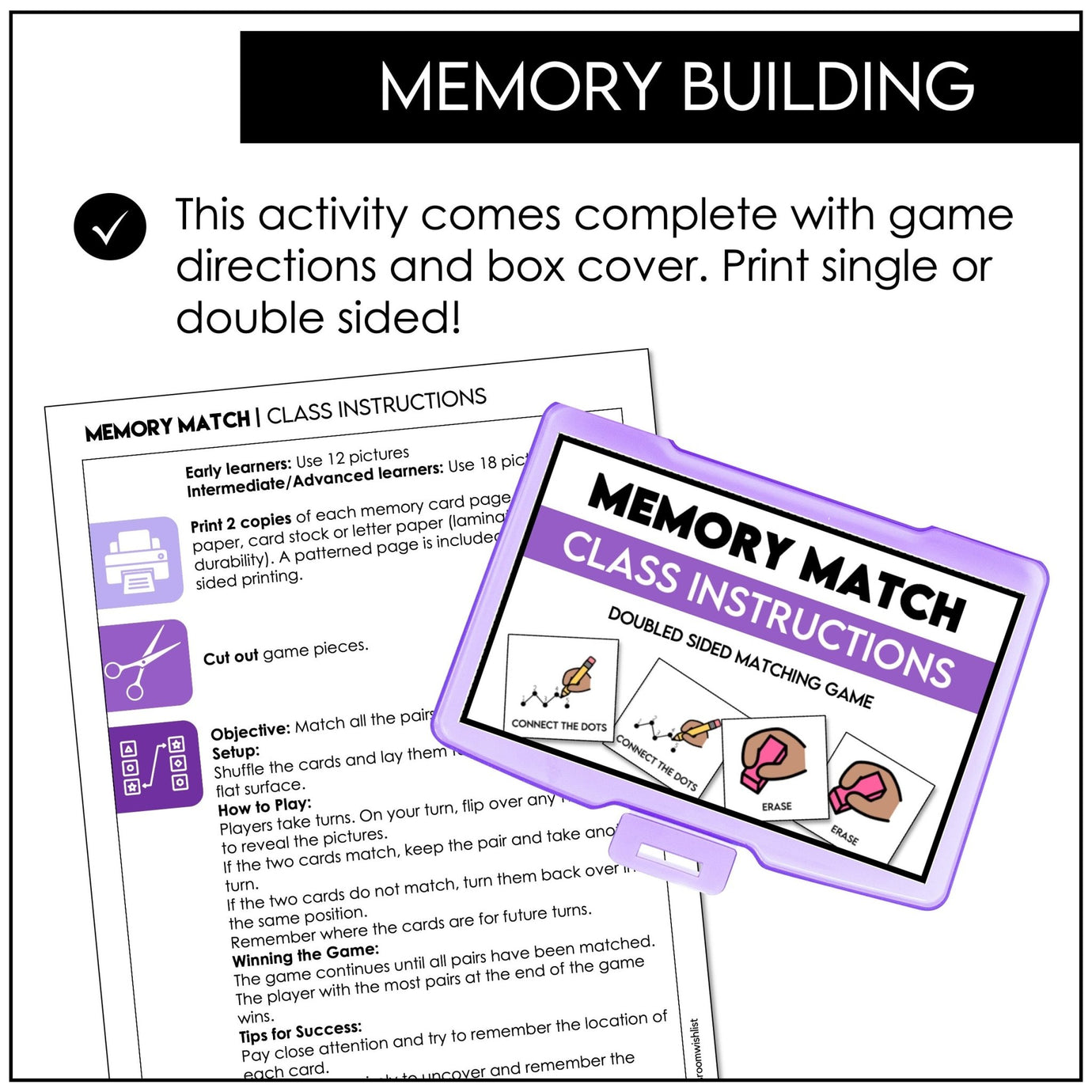 Classroom Instructions Memory Game | Vocabulary Game