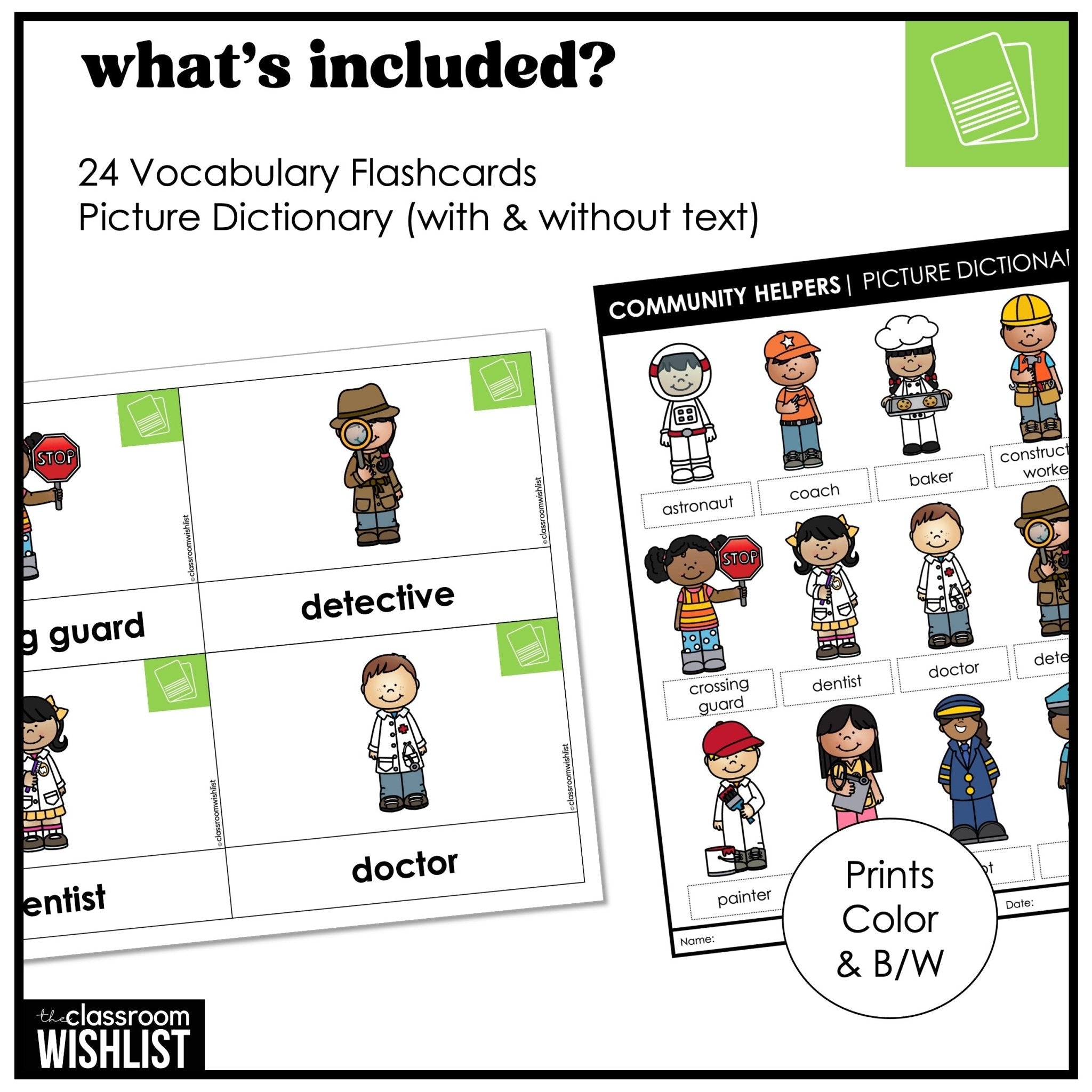 Community Helper Vocabulary Pack: Flashcards & Picture Dictionary - Jo ...