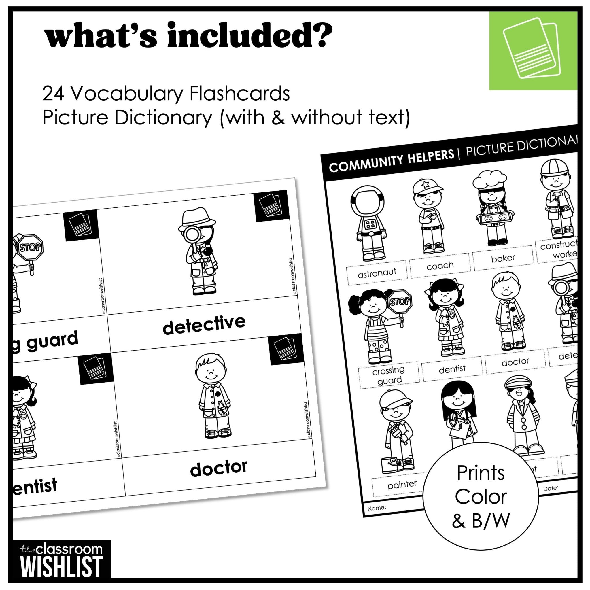 Community Helper Vocabulary Pack: Flashcards & Picture Dictionary - Jo ...