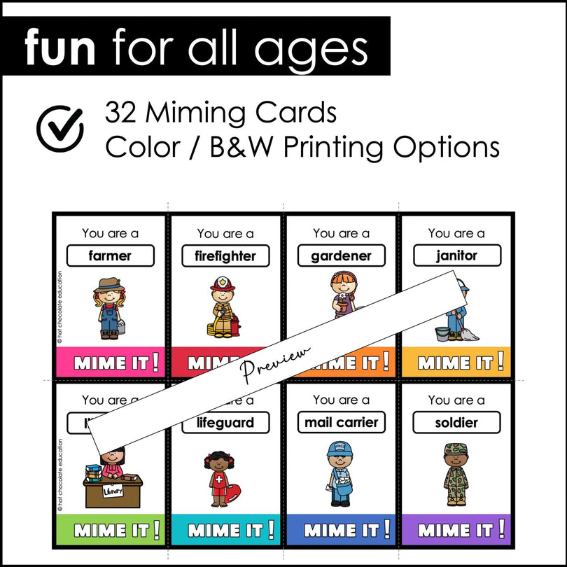 Community Helpers Charades - Miming Game for Kids – Hot Chocolate ...