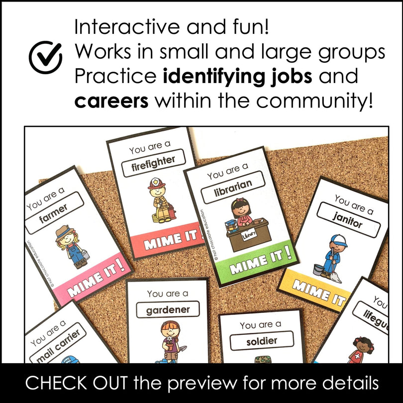 Community Helpers Charades - Miming Game for Kids