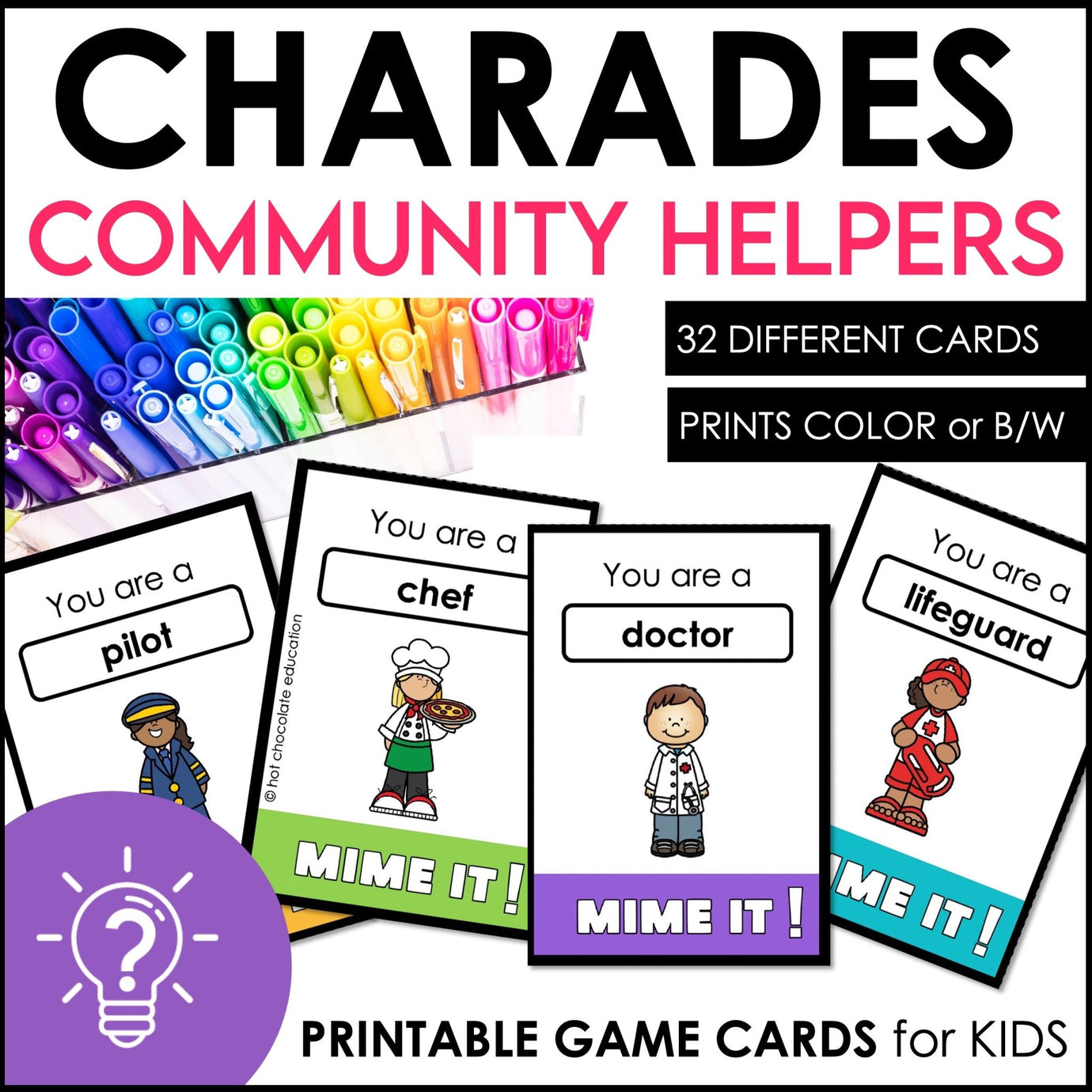 Community Helpers Charades - Miming Game for Kids