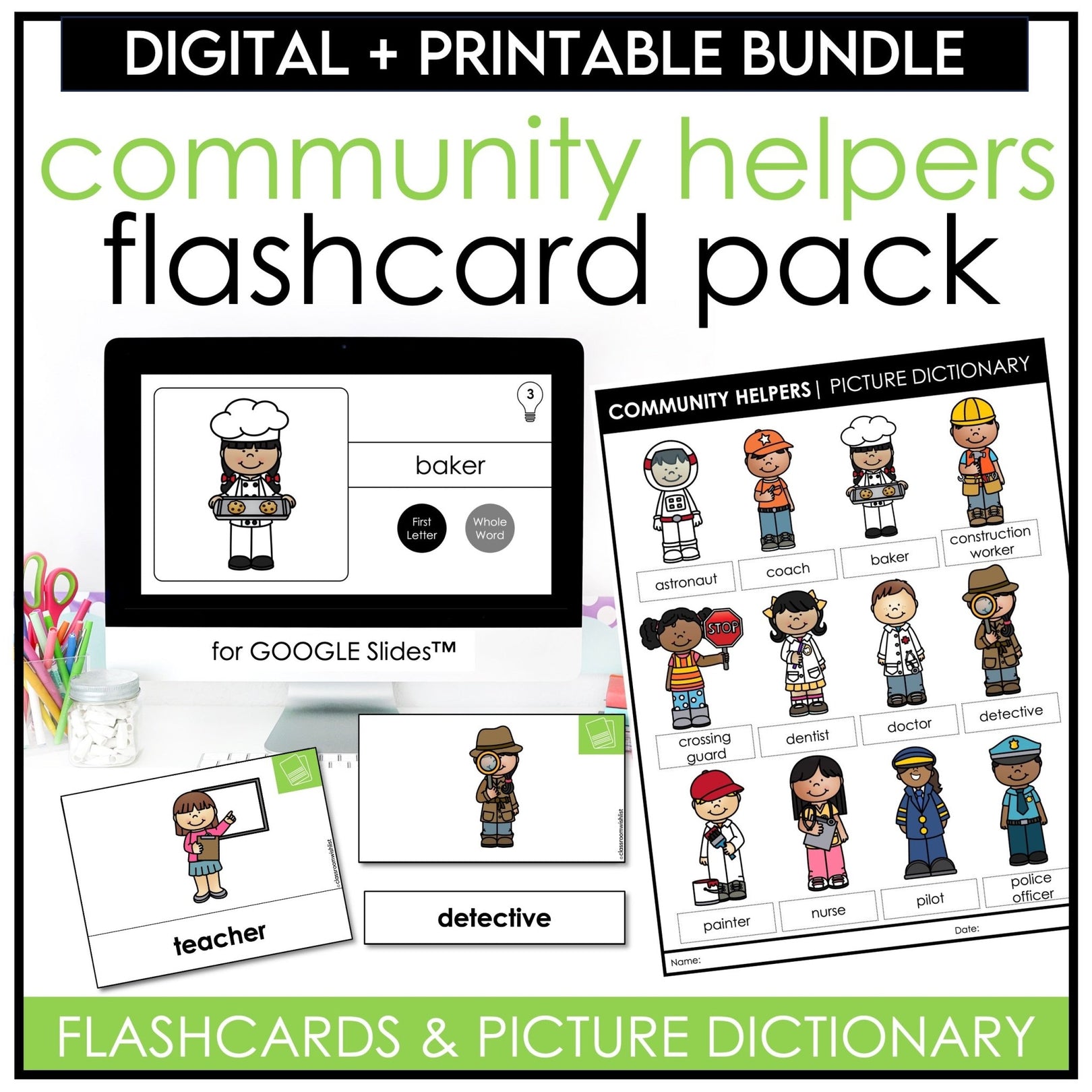 Community Helpers Flashcard Bundle for ESL EFL ELL