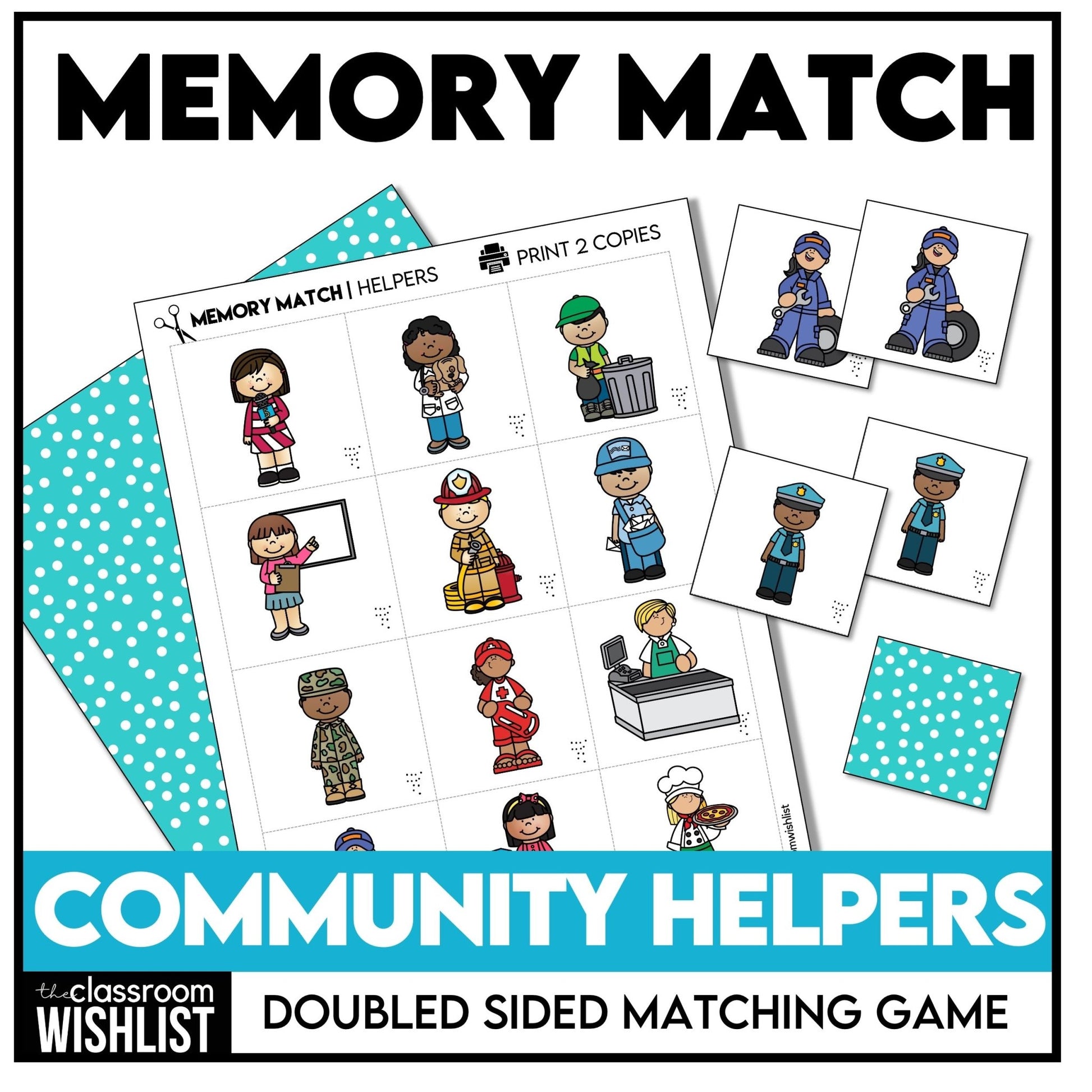 Community Helpers Memory Game | Job Vocabulary Picture Match