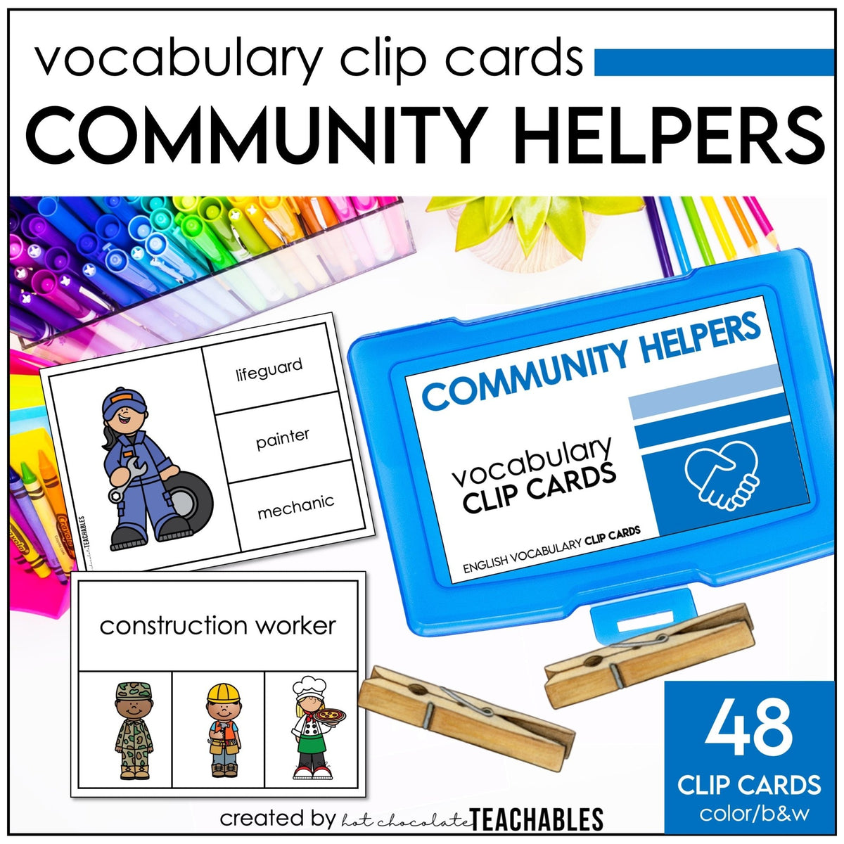 Community Helpers Vocabulary CLIP CARD activity task cards | Jobs & Ca ...
