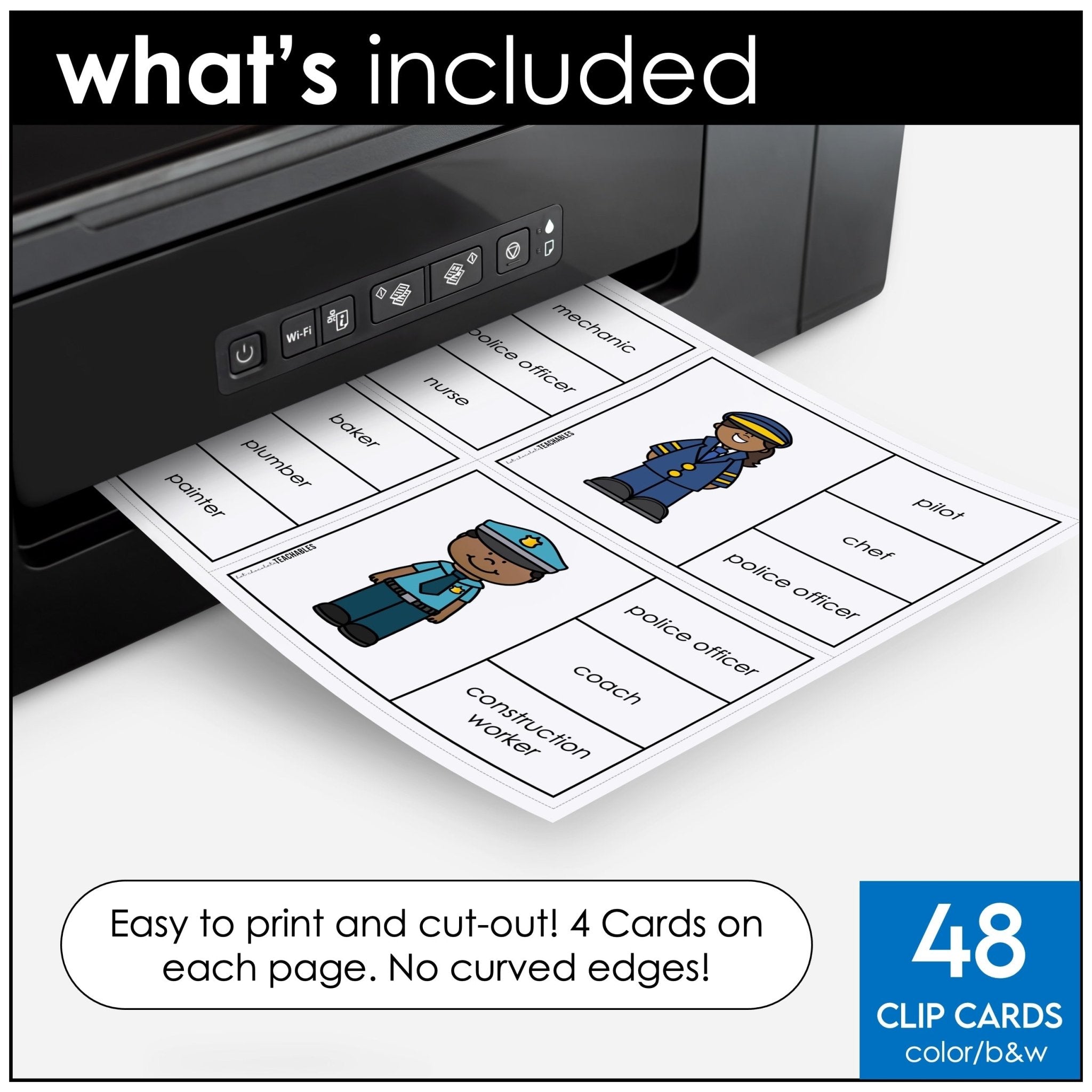 Community Helpers Vocabulary CLIP CARD activity task cards | Jobs & Ca ...